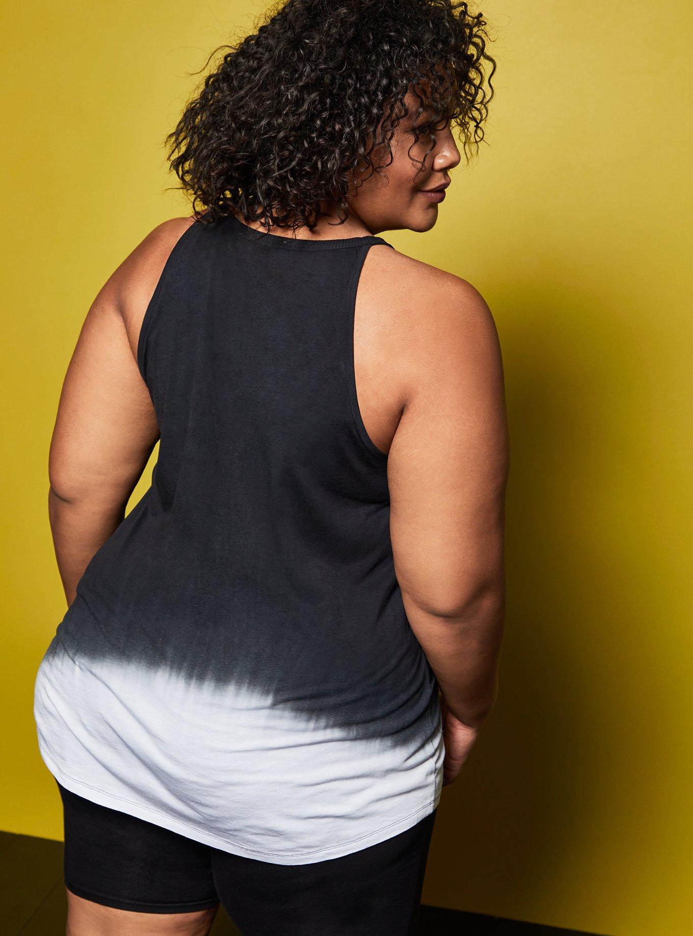 Plus Size - LoveSick Black & Ivory Tie-Dye Skull High Neck Tank - Torrid