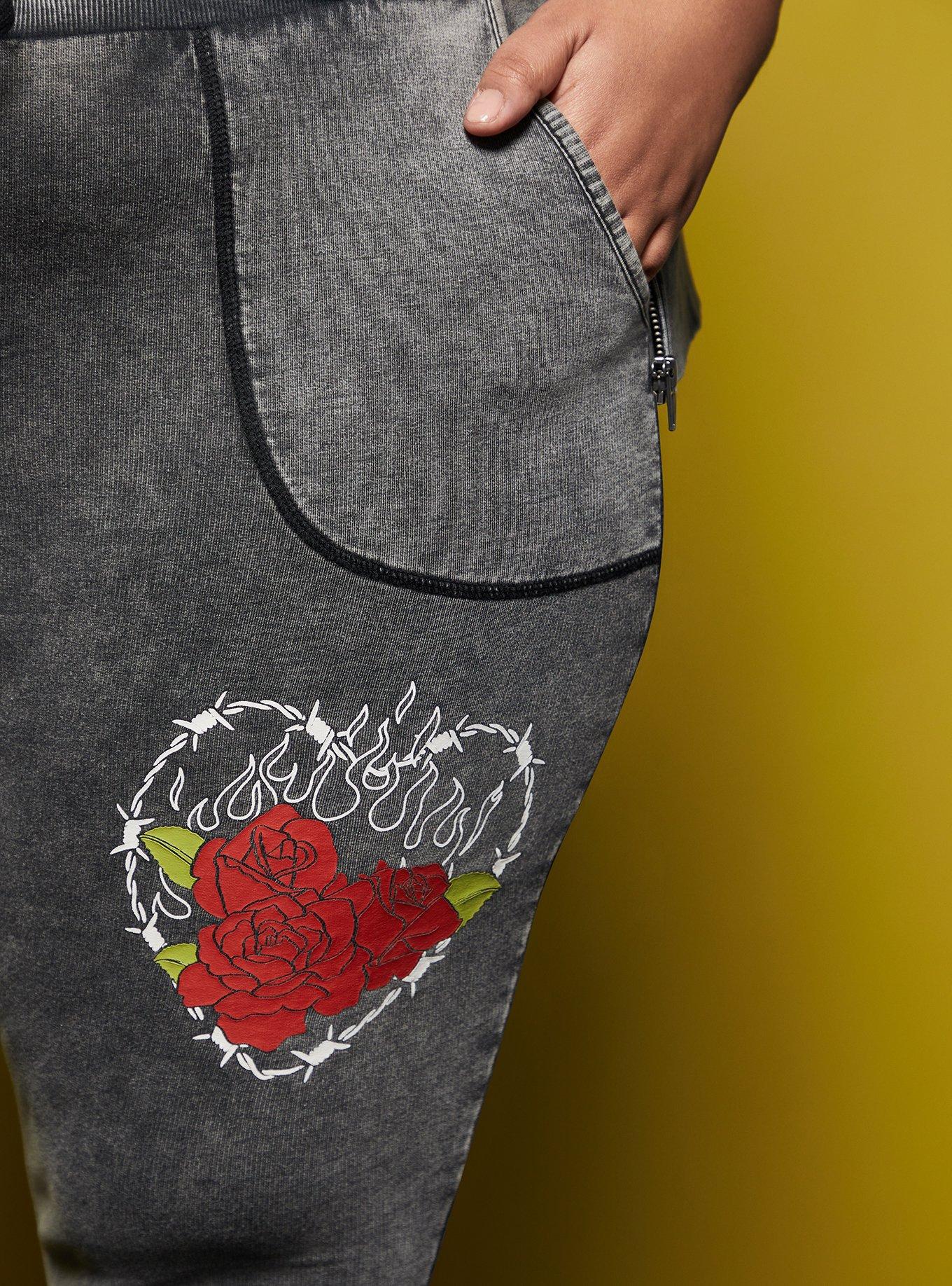 Plus Size - Classic Fit Jogger - LoveSick Heart & Flames Fleece Black ...