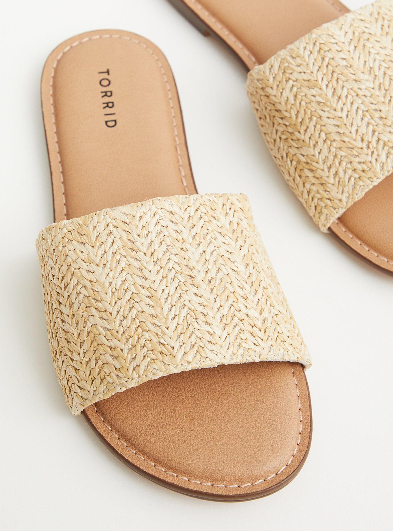 Plus Size - Natural Raffia Slide (WW) - Torrid