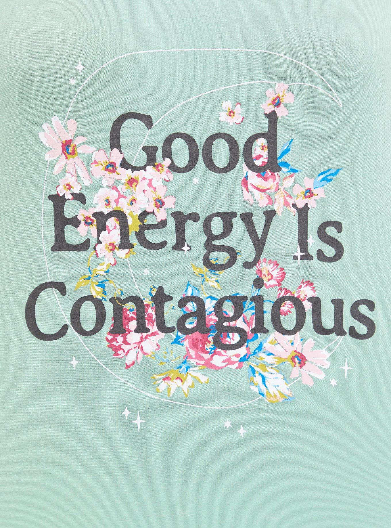 Plus Size - Super Soft Good Energy Green Wash Cold Shoulder Tee - Torrid