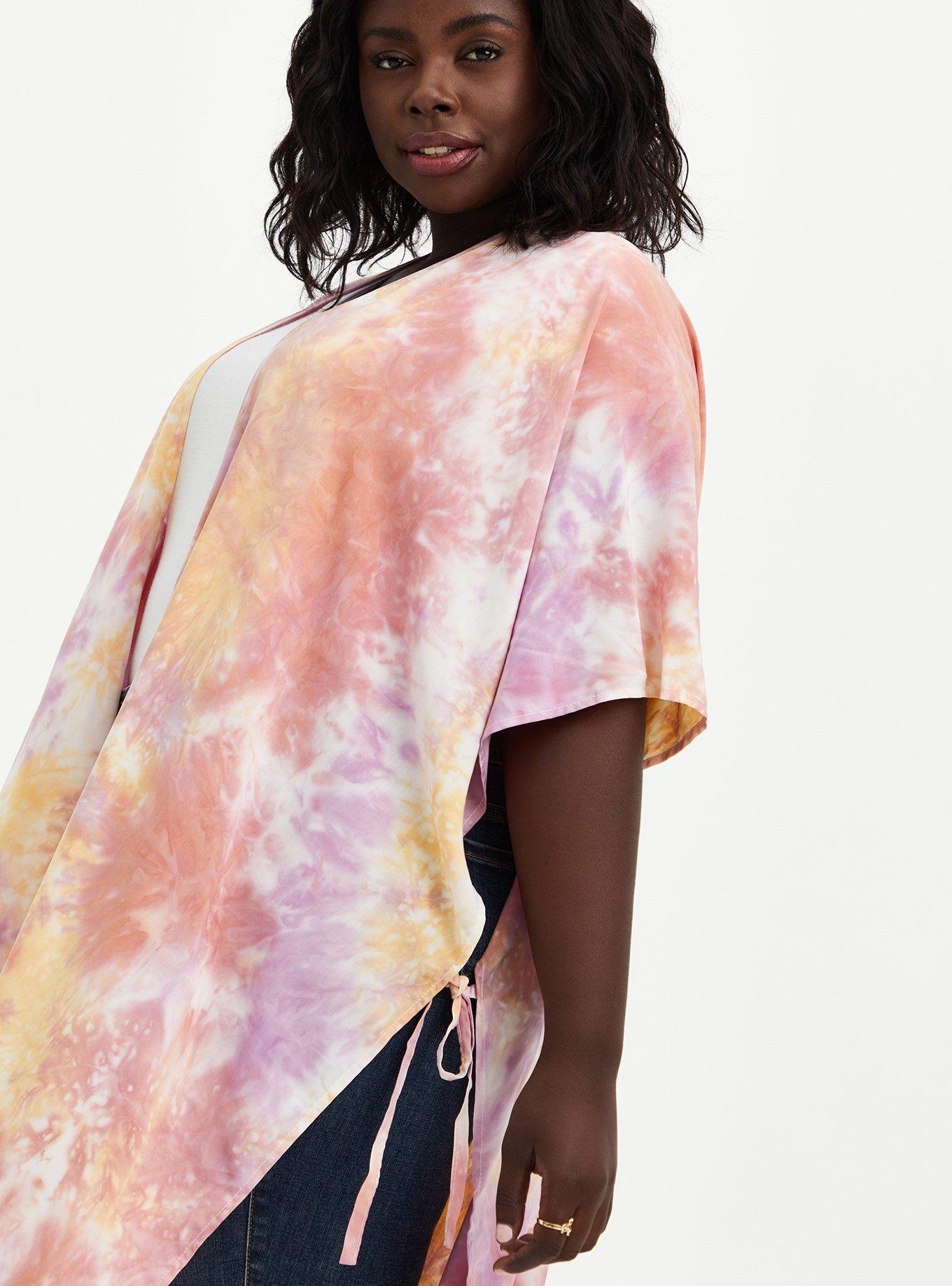 Plus Size - Pink Tie Dye Longline Ruana - Torrid