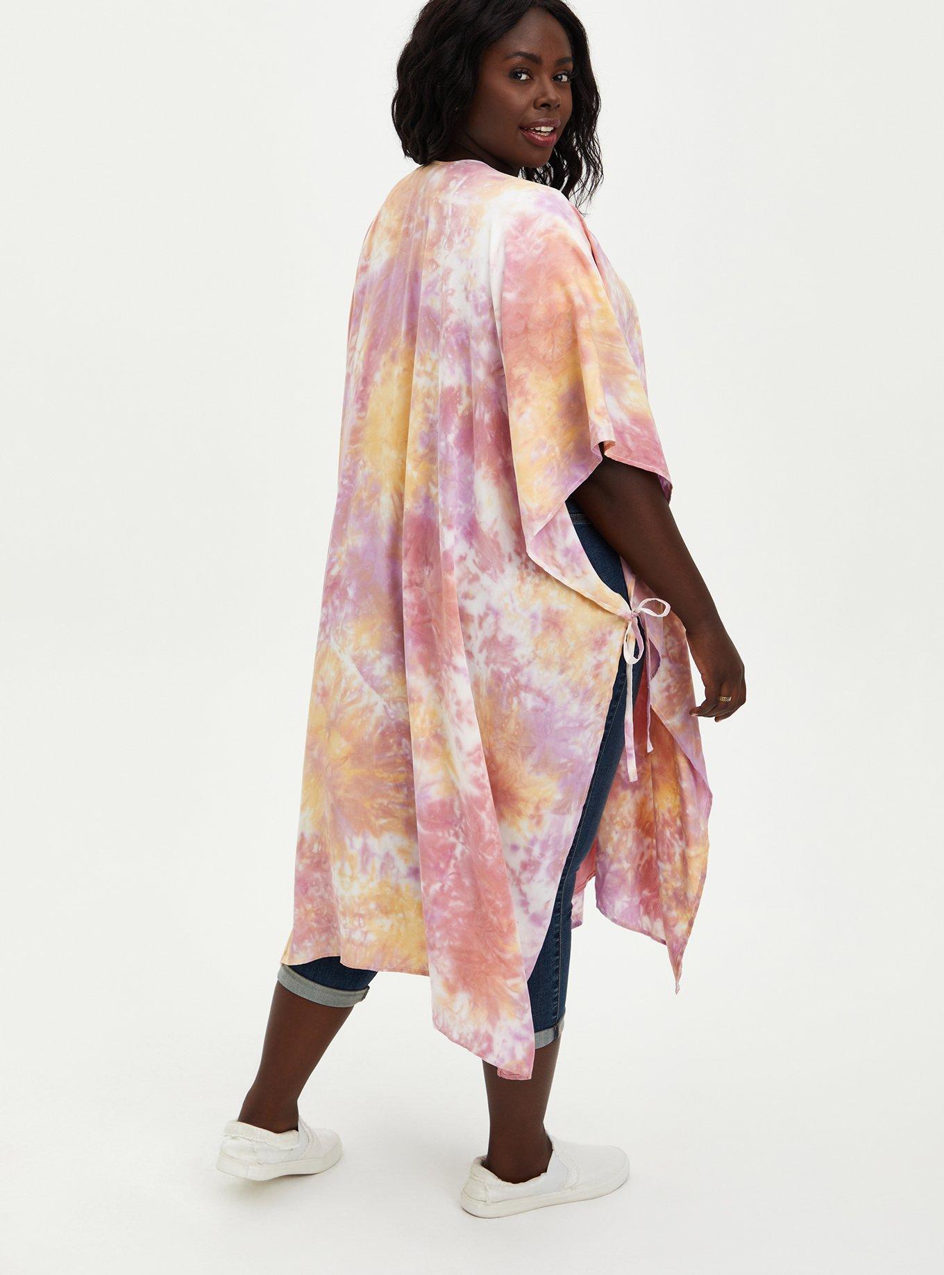 Plus Size - Pink Tie Dye Longline Ruana - Torrid