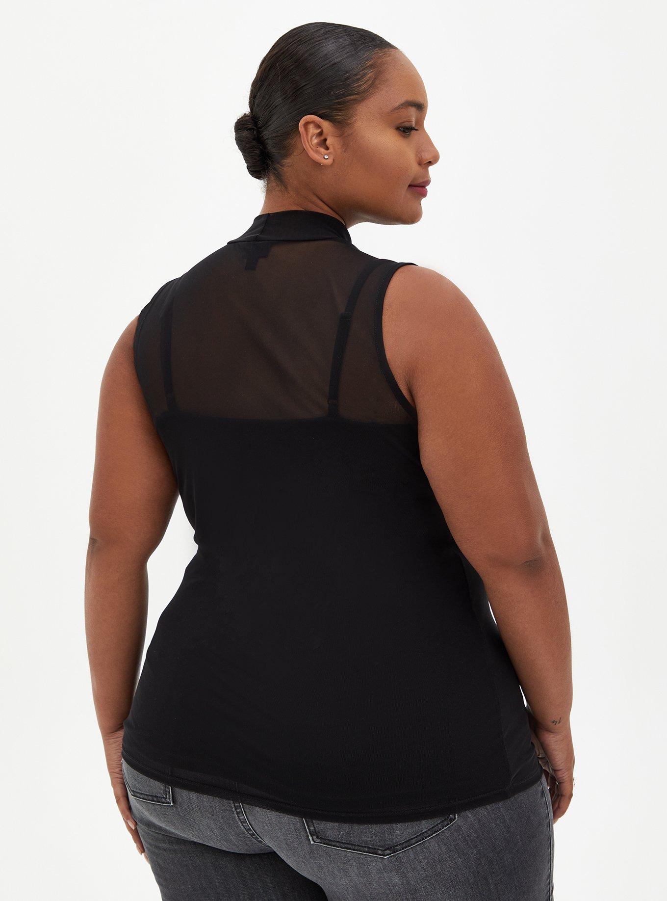 Plus Size - Foxy Mesh Mock Neck Tank - Torrid
