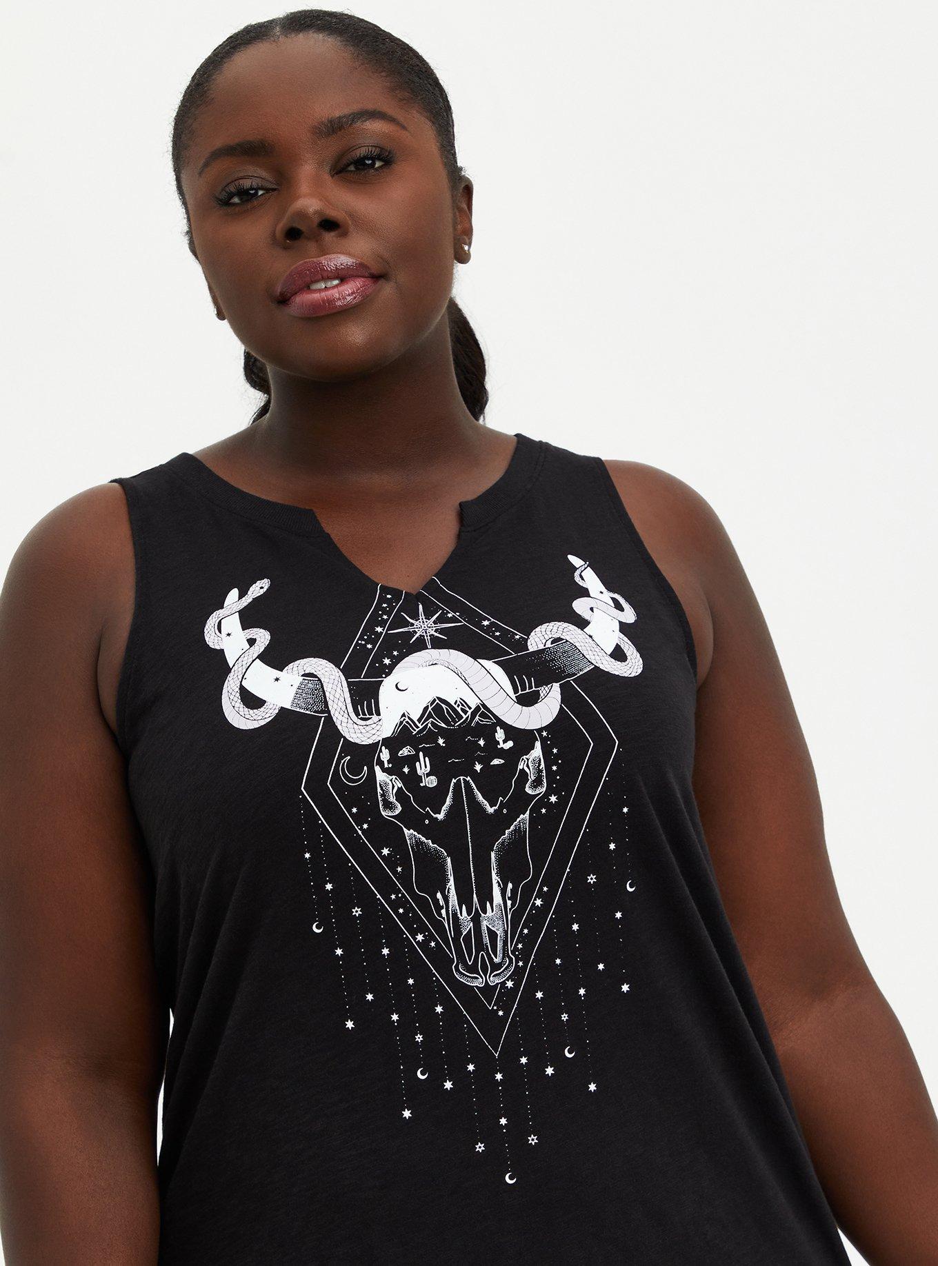 Plus Size - Celestial Steer Black Split Neck Tank - Torrid