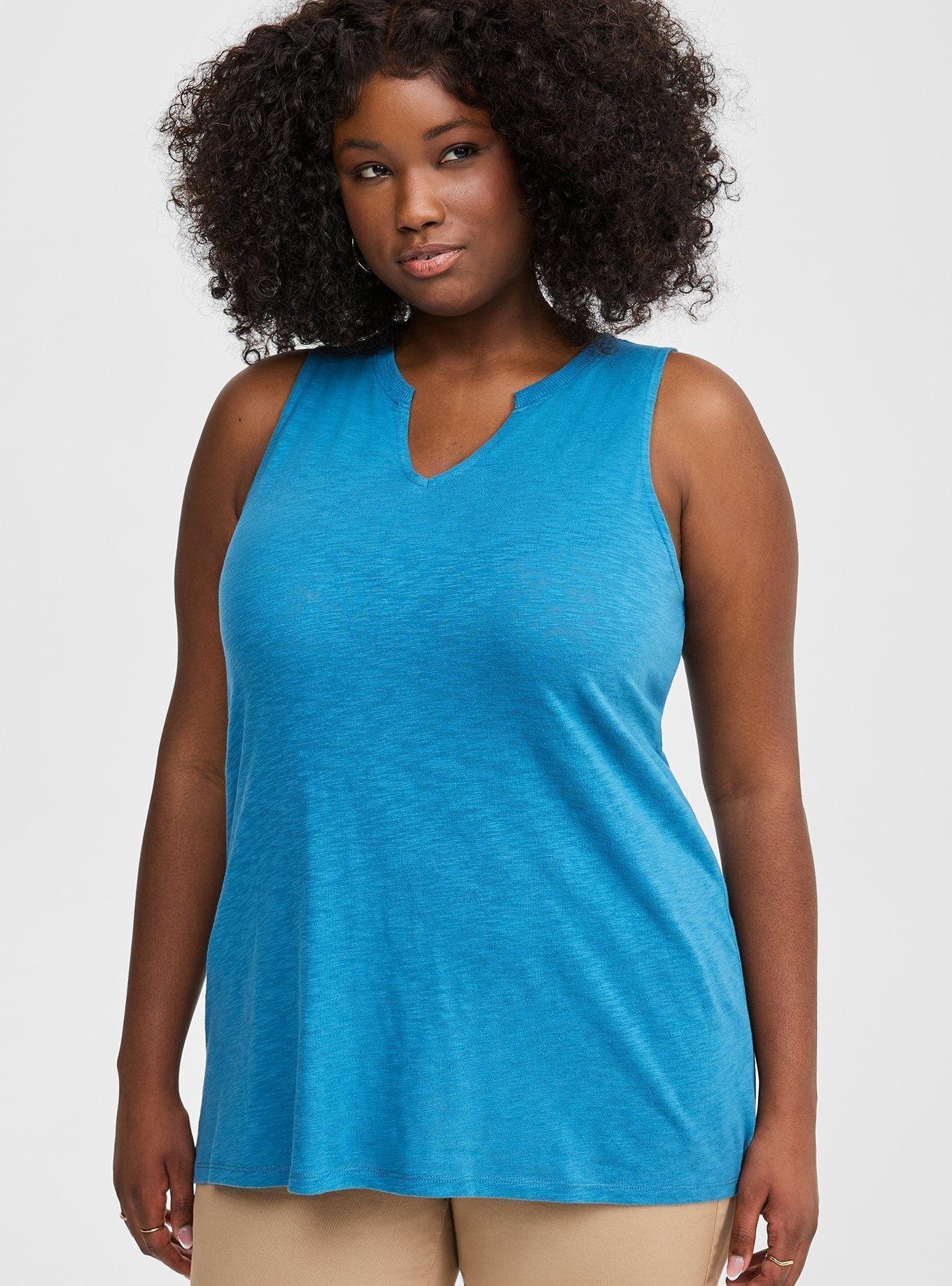 Plus Size - Classic Fit Heritage Slub Split Neck Tank - Torrid