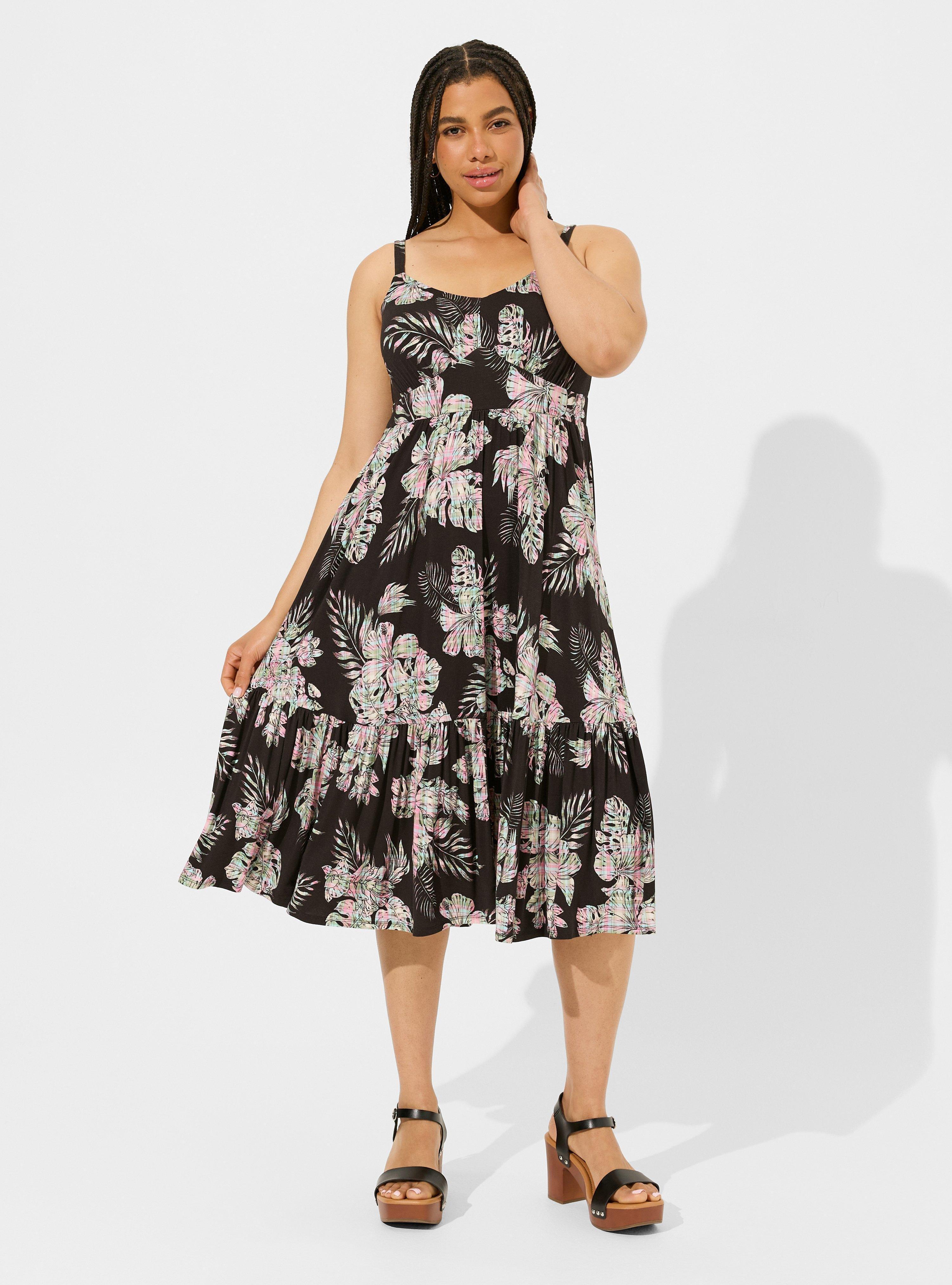 Plus Size - Midi Super Soft Tiered Dress - Torrid
