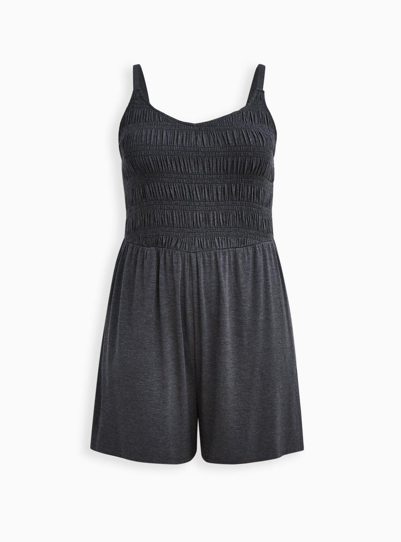 Plus Size - Smocked Romper - Super Soft Grey - Torrid