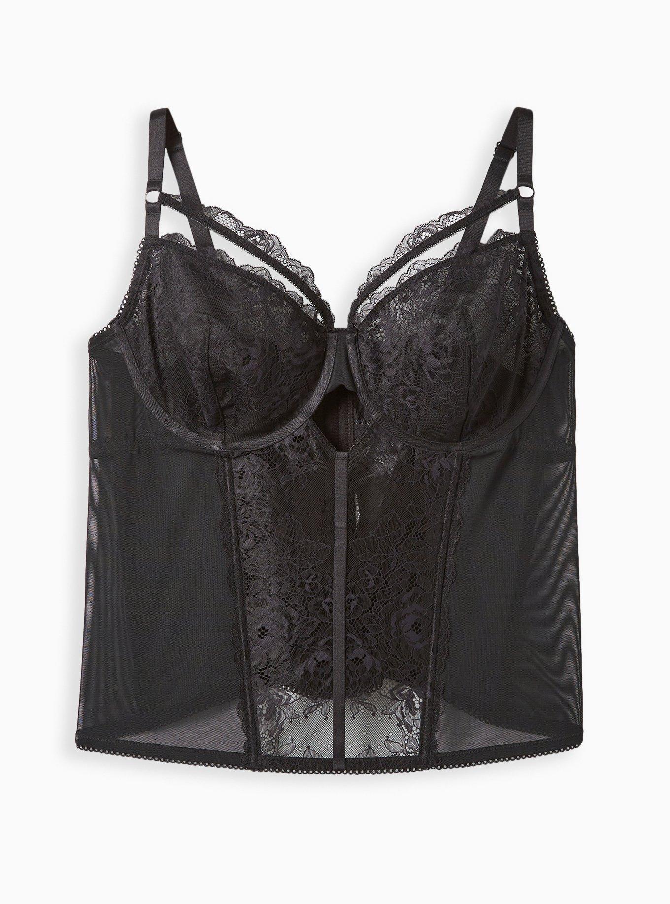 Plus Size - Strappy Underwire Bustier - Lace Black - Torrid