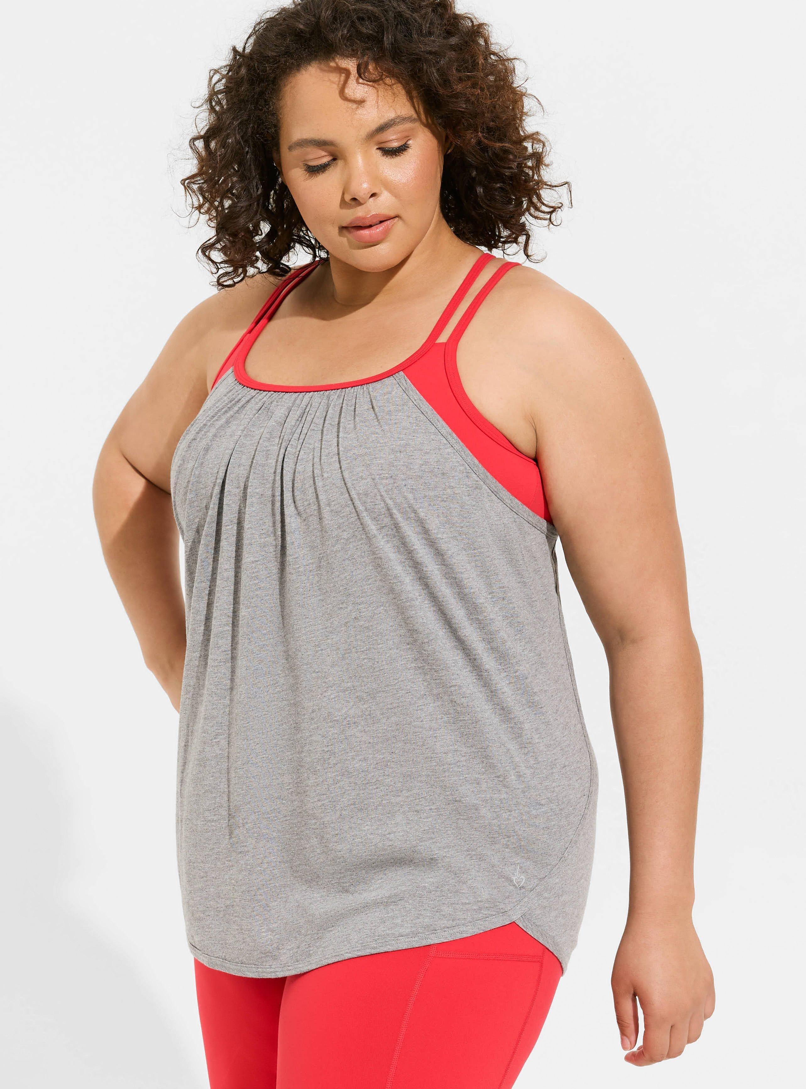 Plus Size - Performance Cotton Scoop Neck Active Tank With Bra - Torrid