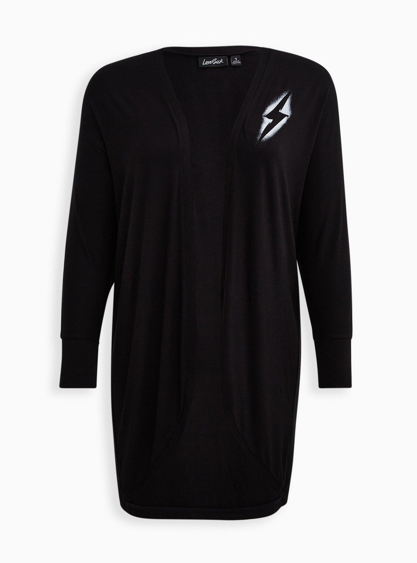 Plus Size - Lovesick Lightning Bolt – Black Super Soft Cocoon Kimono ...