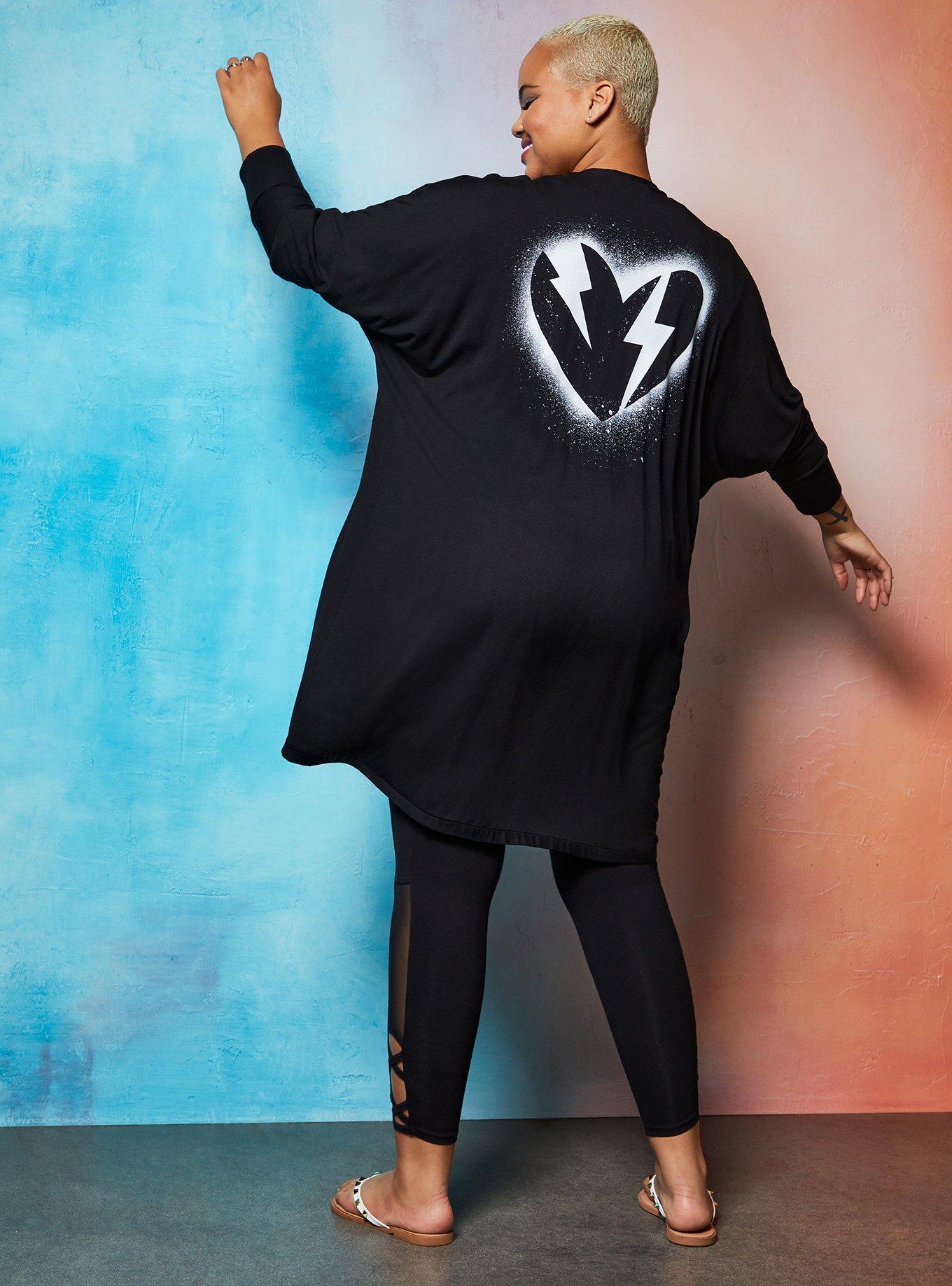 Plus Size - Lovesick Lightning Bolt – Black Super Soft Cocoon Kimono ...