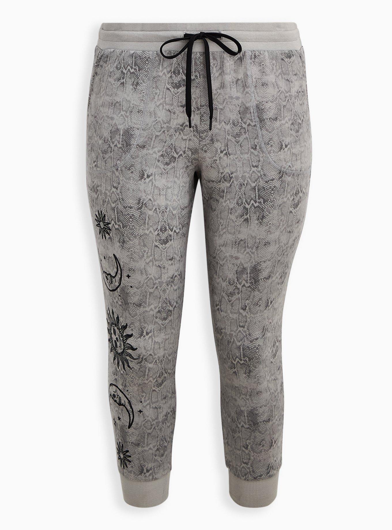 Plus Size - Lovesick Sun & Moon – Grey Wash French Terry Jogger - Torrid