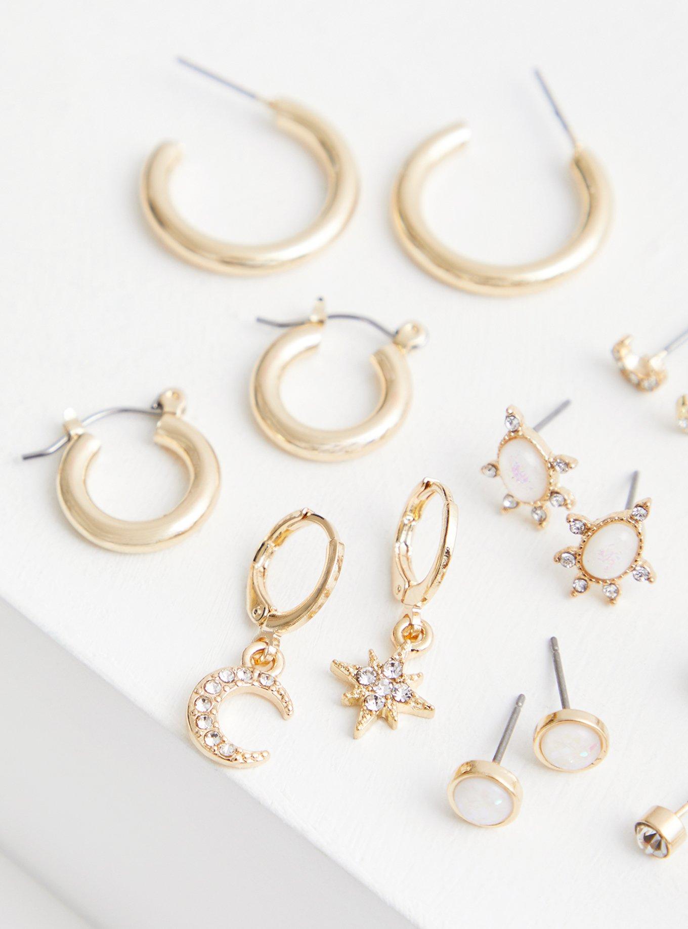 Plus Size - Gold-Tone Celestial Opal Earring Set - Set of 9 - Torrid