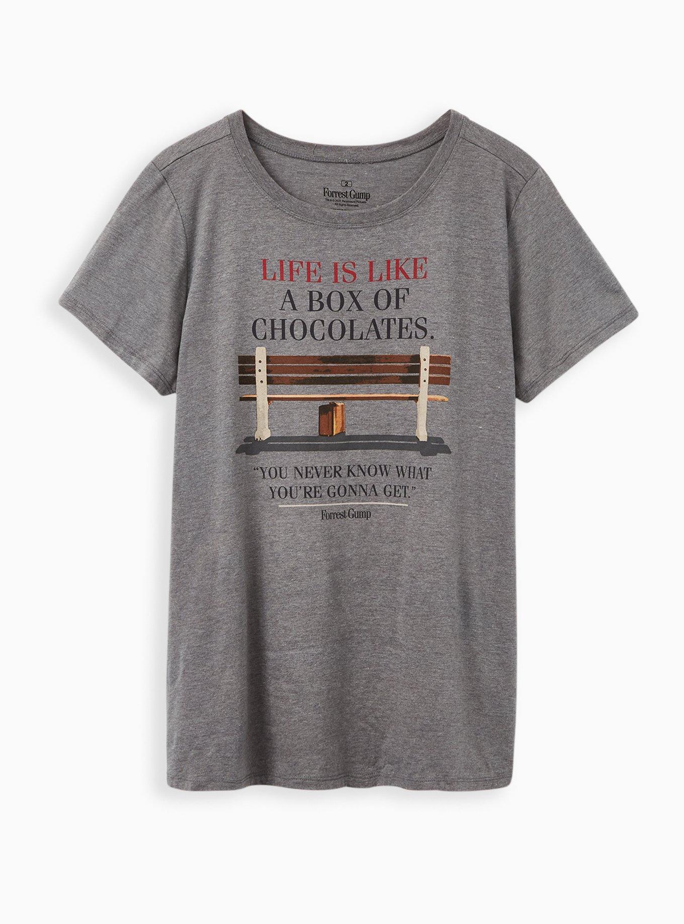 Plus Size - Classic Fit Crew Tee – Forrest Gump Chocolates Grey - Torrid