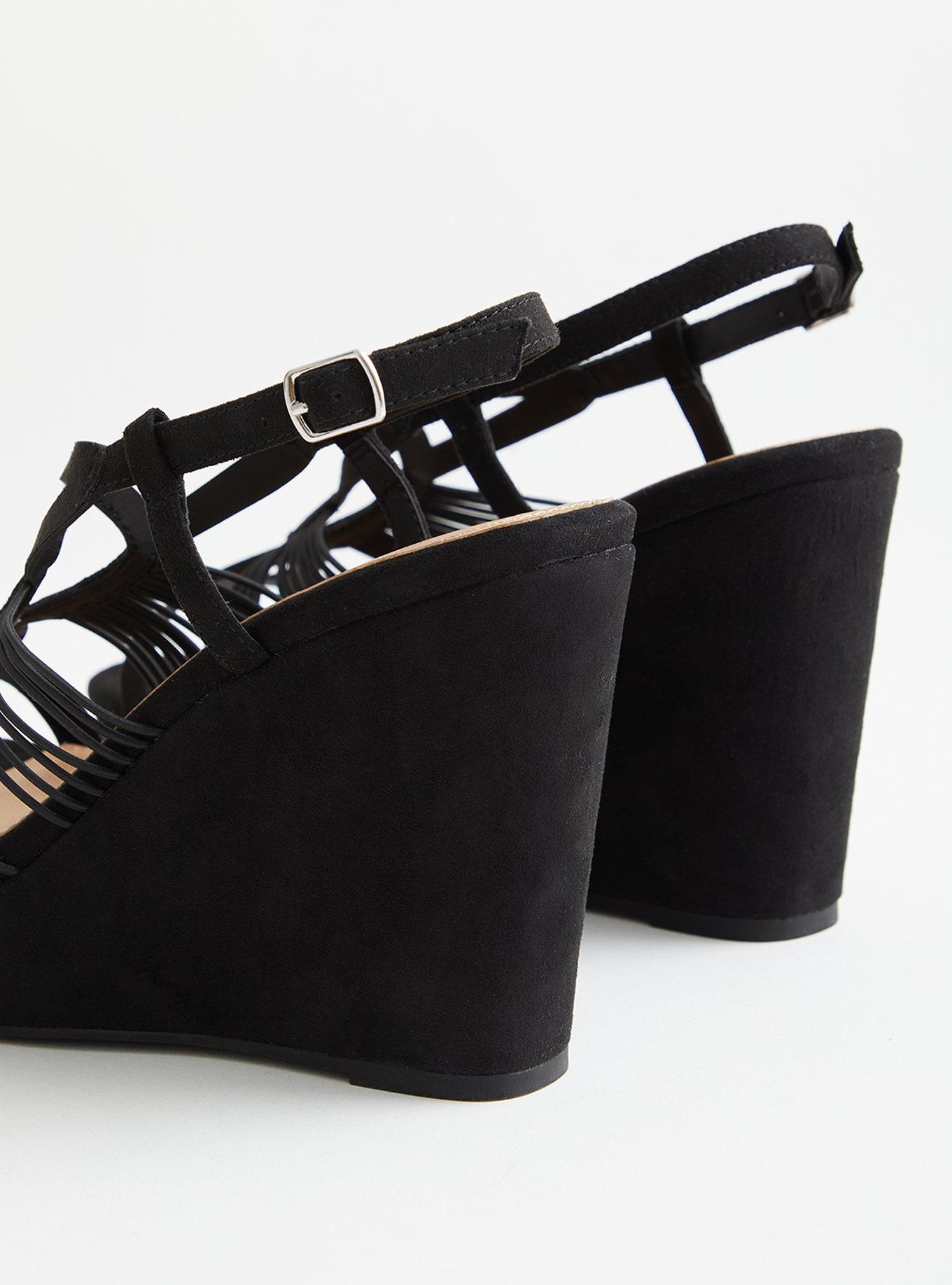 Plus Size - Black Faux Suede Stretch Platform Wedge (WW) - Torrid
