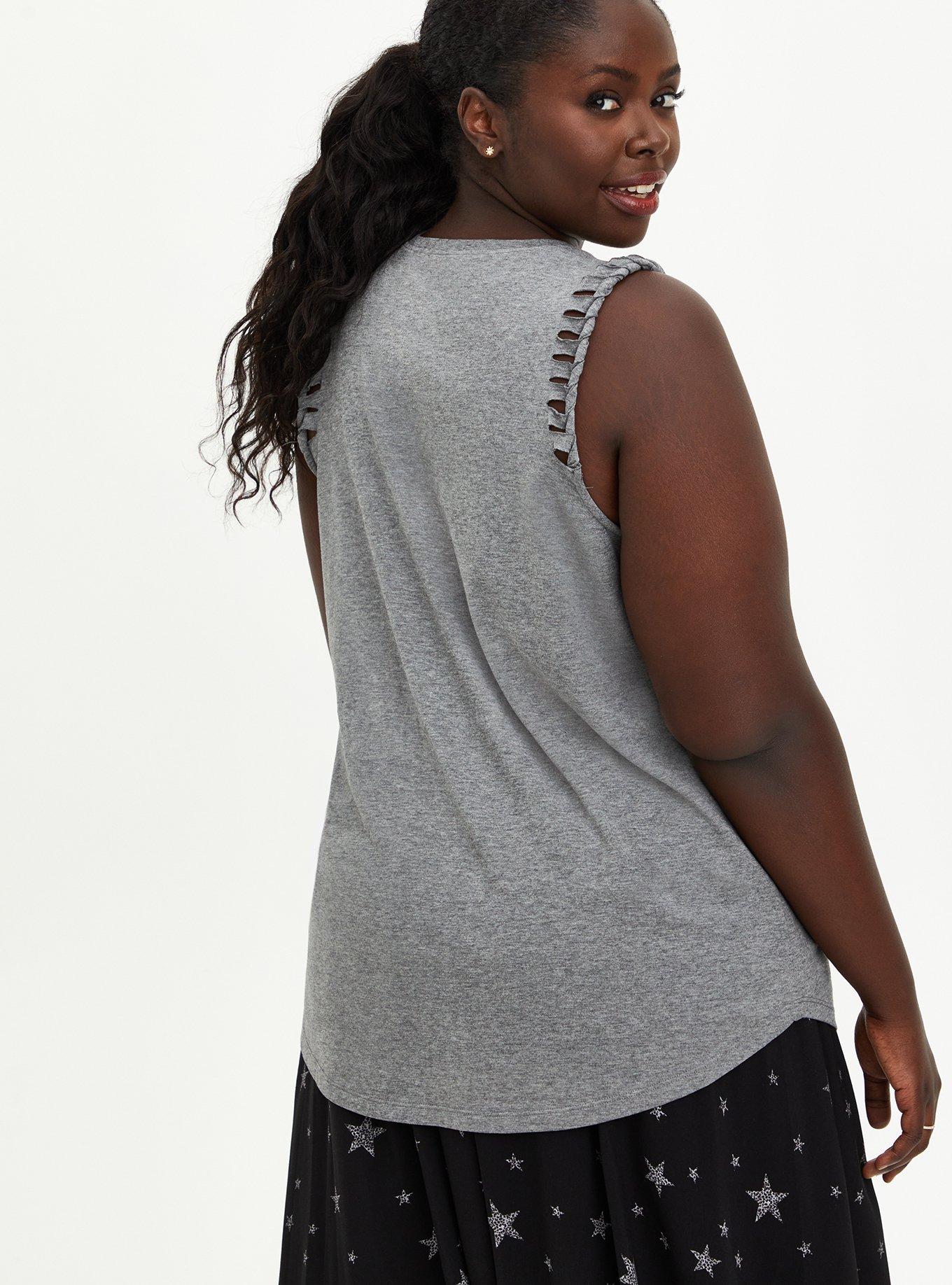 Plus Size - Classic Fit Slash Tank - Johnny Cash Grey - Torrid