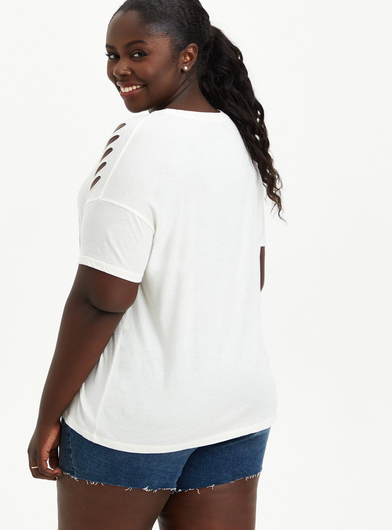 Plus Size - Metallica Ivory Slash Tee - Torrid