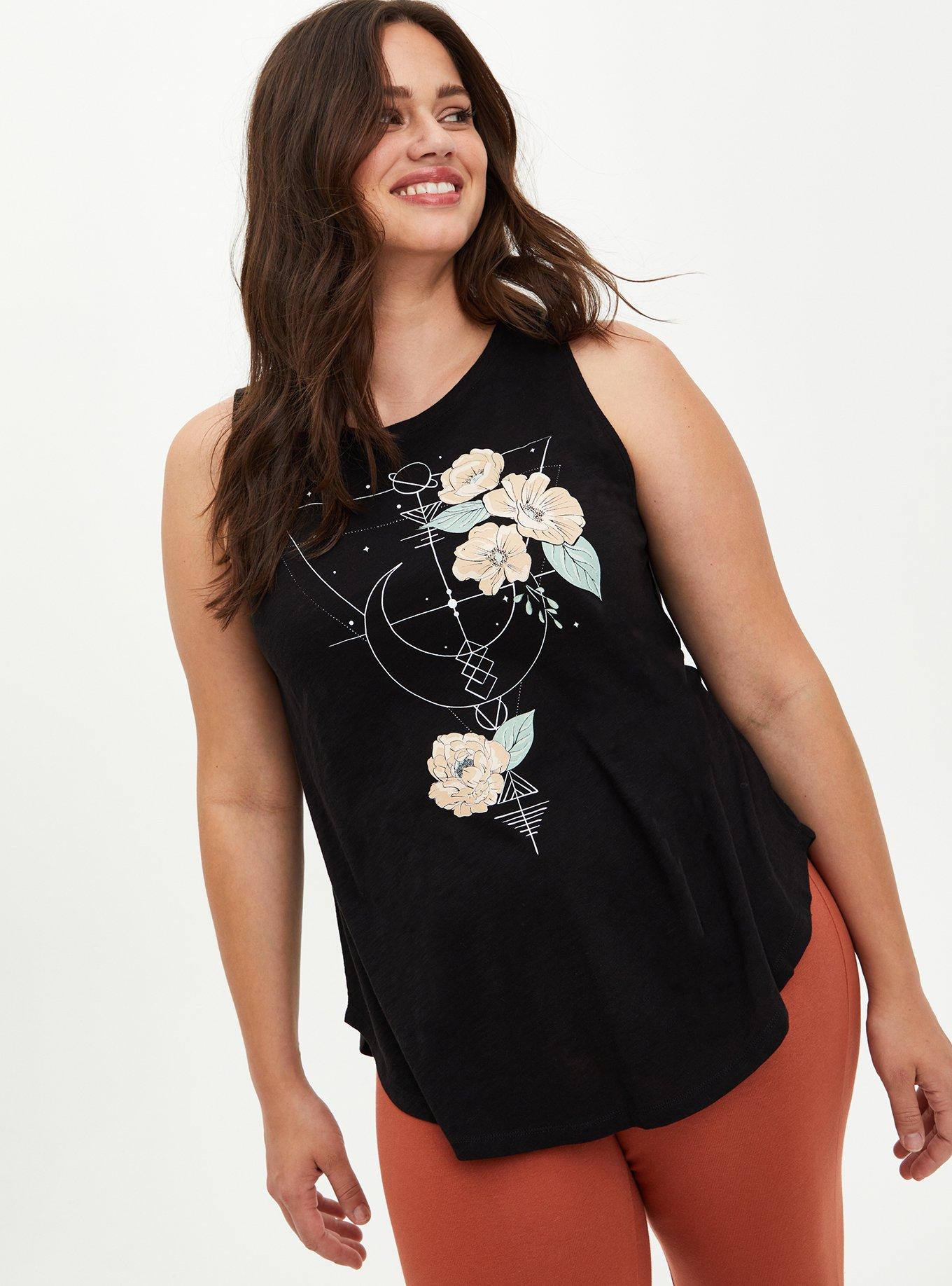 Plus Size - Classic Fit Tank - Celestial Flowers Black - Torrid