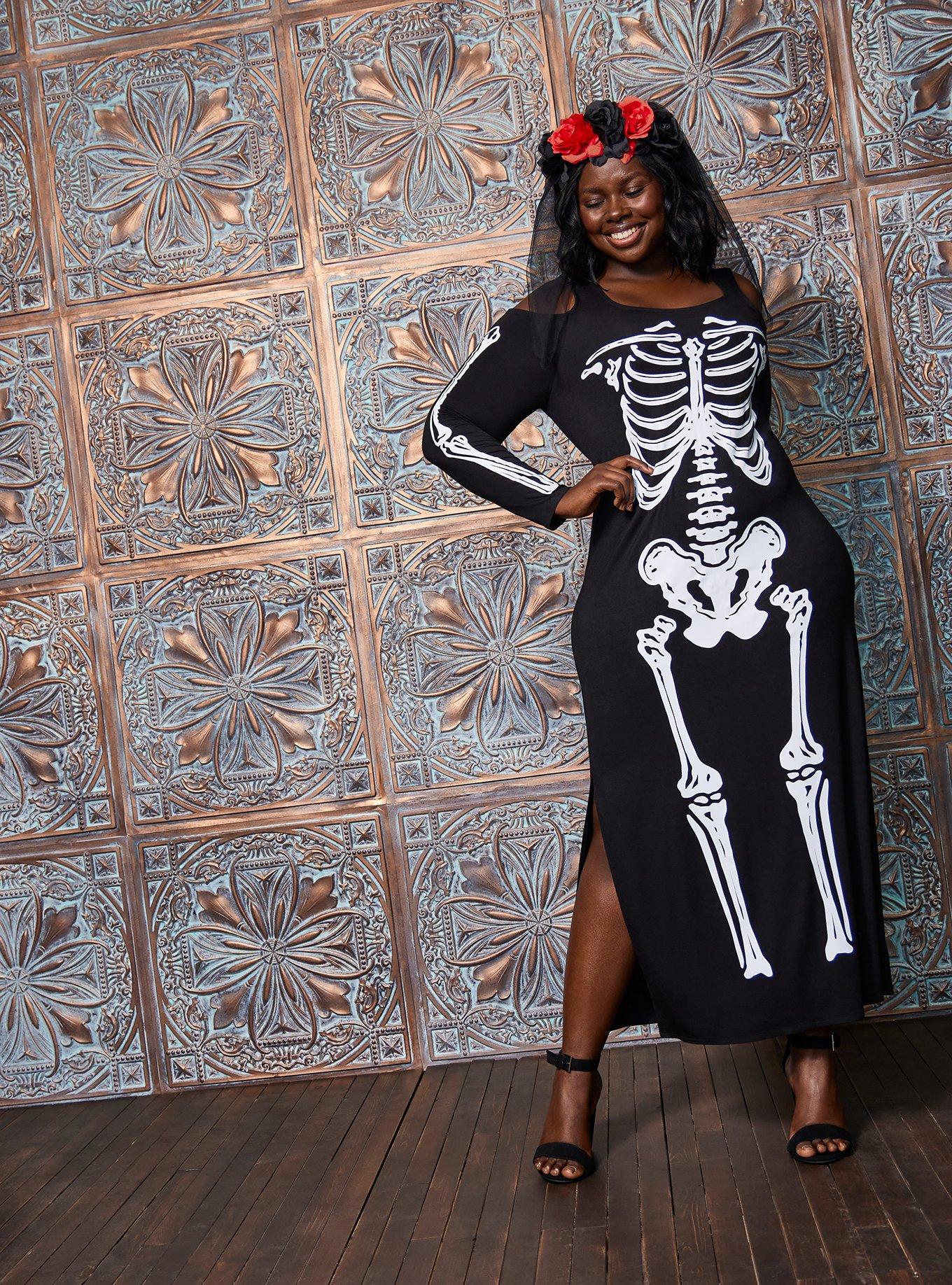 Plus Size - Sexy Skeleton Cold Shoulder Maxi Costume - Torrid