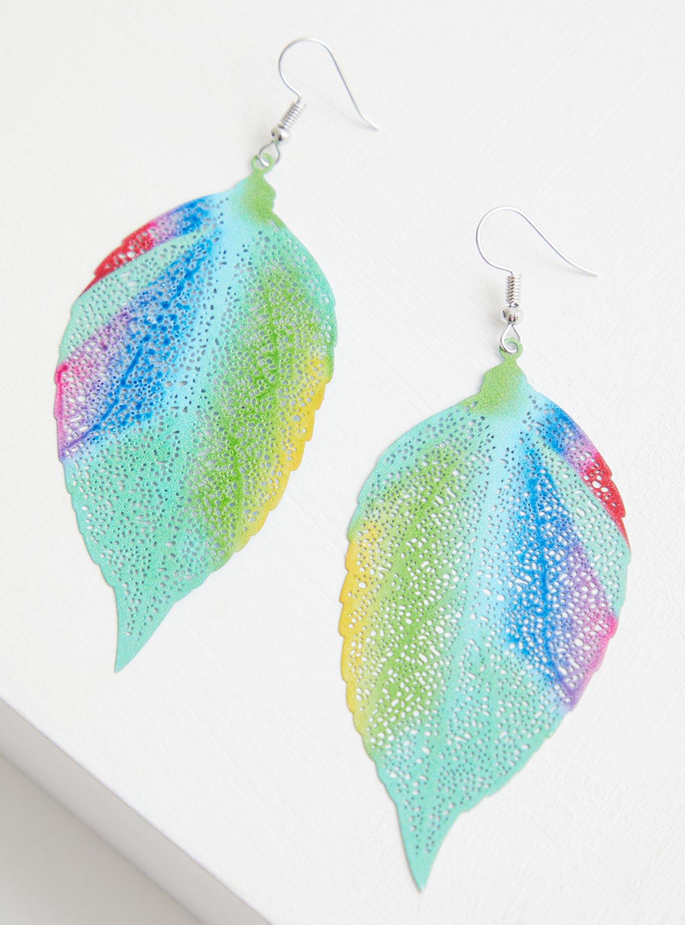 Plus Size - Multi Color Filigree Leaf Earrings - Torrid