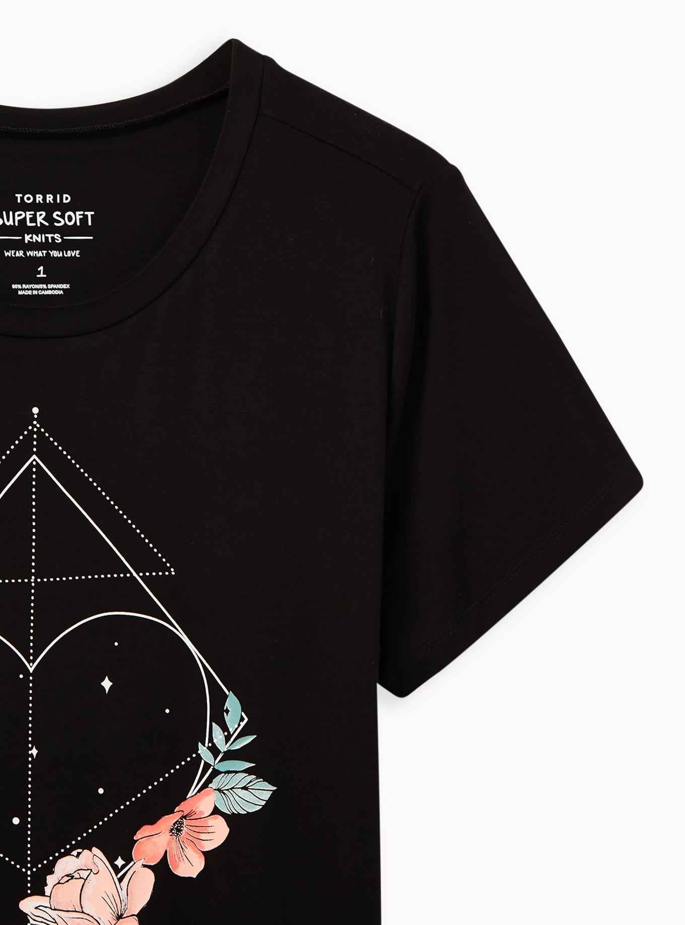 Plus Size - Perfect Tee - Super Soft Black Floral Heart - Torrid