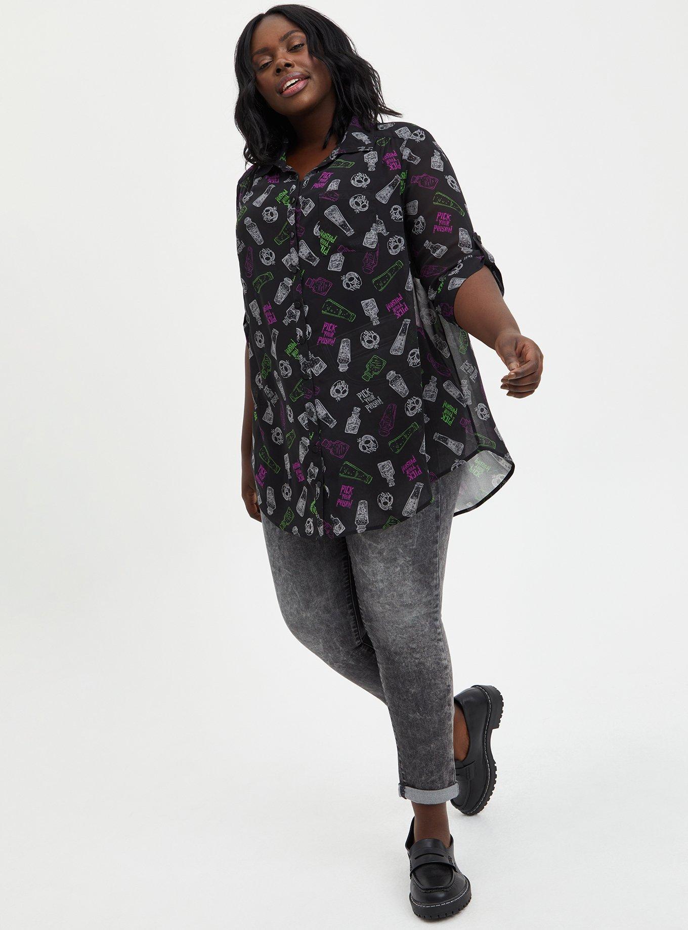 Plus Size - Button Down Tunic - Disney Villains Poison - Torrid