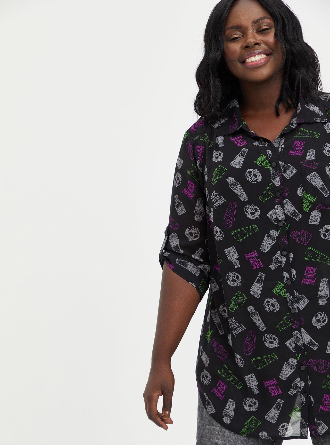 Plus Size - Button Down Tunic - Disney Villains Poison - Torrid