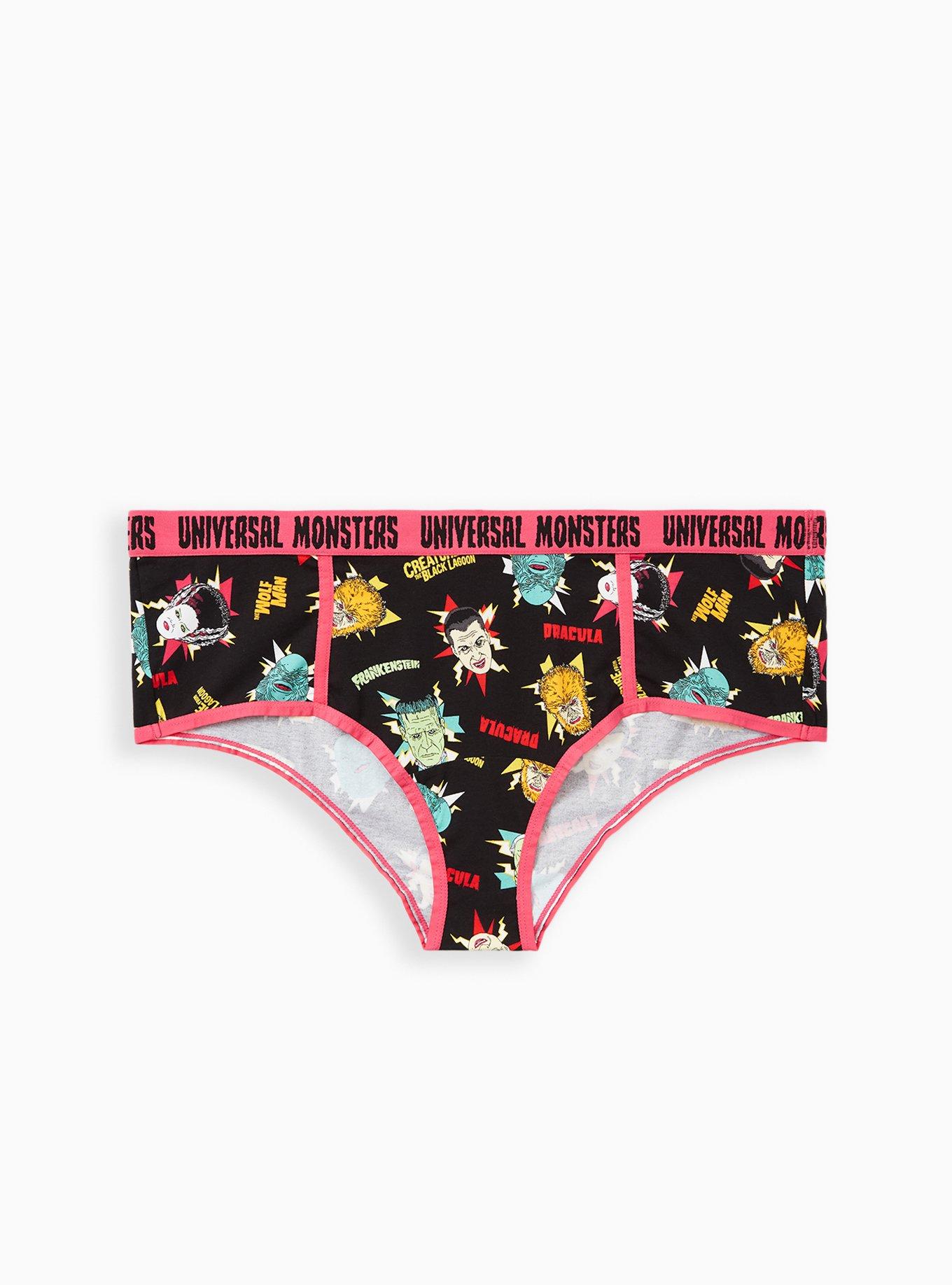 Plus Size - Cheeky Panty - Cotton Universal Monsters Black - Torrid