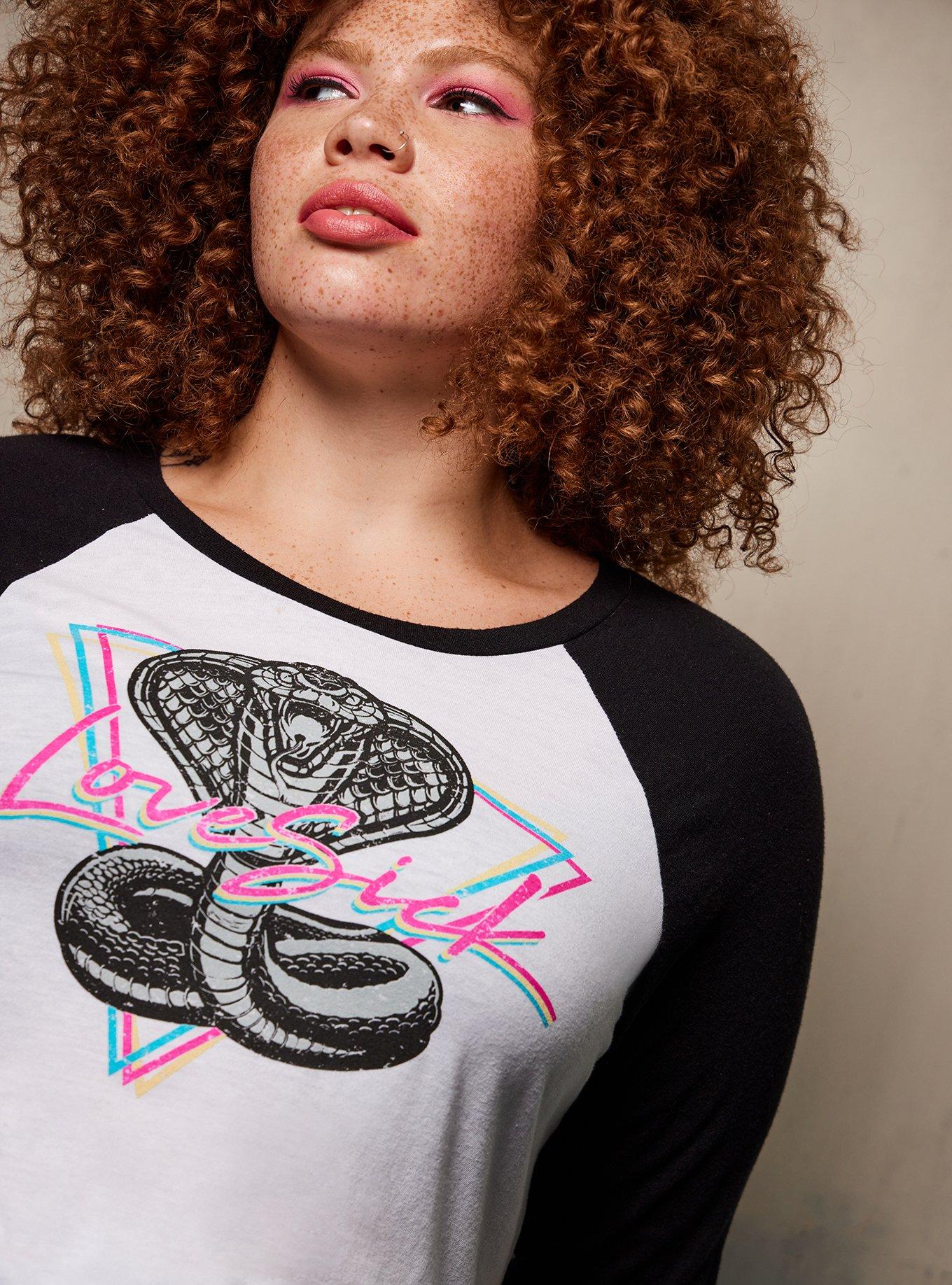 Plus Size - Baseball Tee - LoveSick Snake White & Black - Torrid