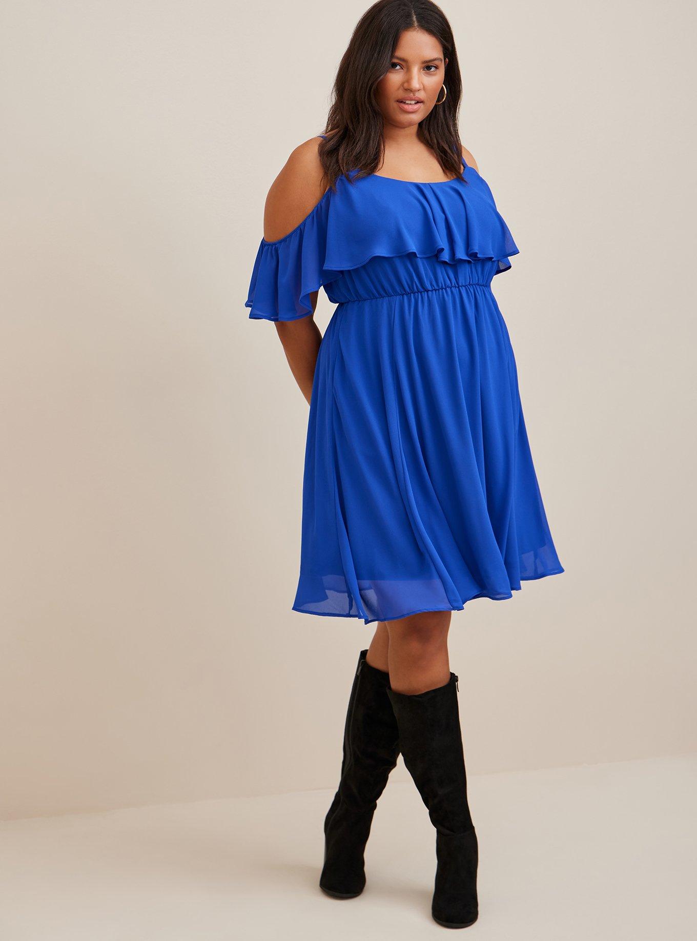 Plus Size - Mini Chiffon Coldshoulder Skater Dress - Torrid