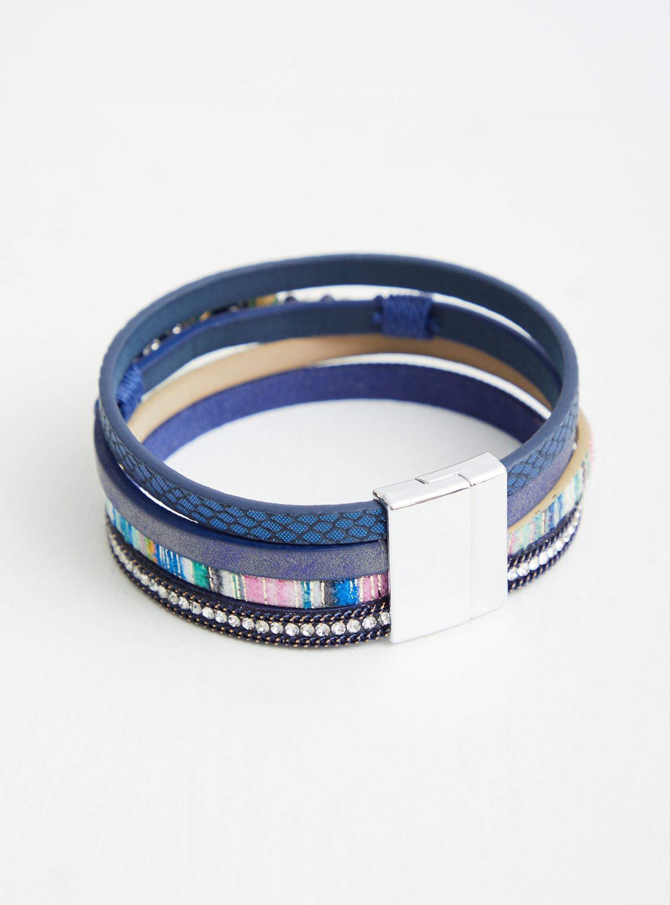 Plus Size - Navy Faux Snake Skin Magnetic Cuff - Torrid