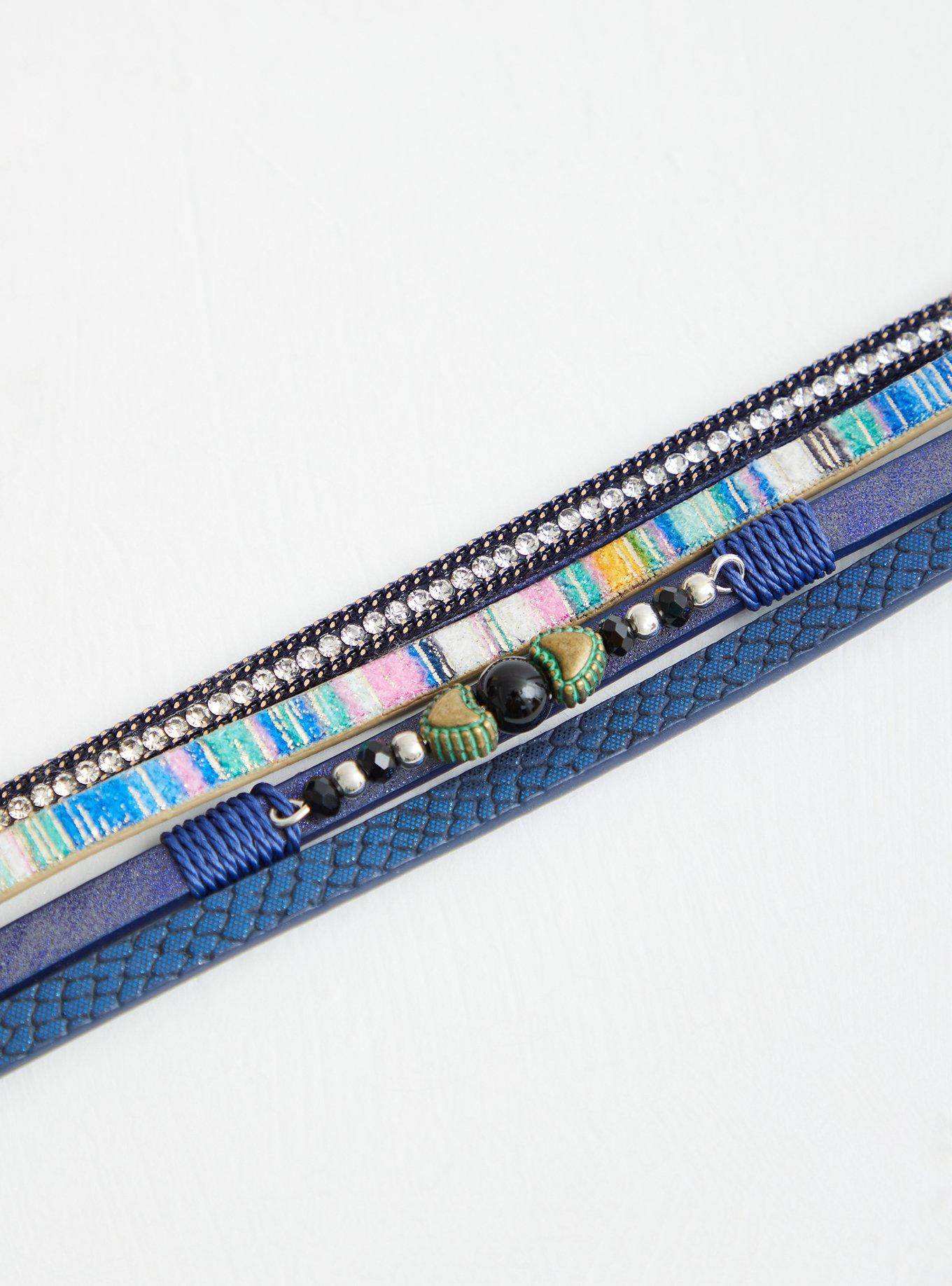 Plus Size - Navy Faux Snake Skin Magnetic Cuff - Torrid