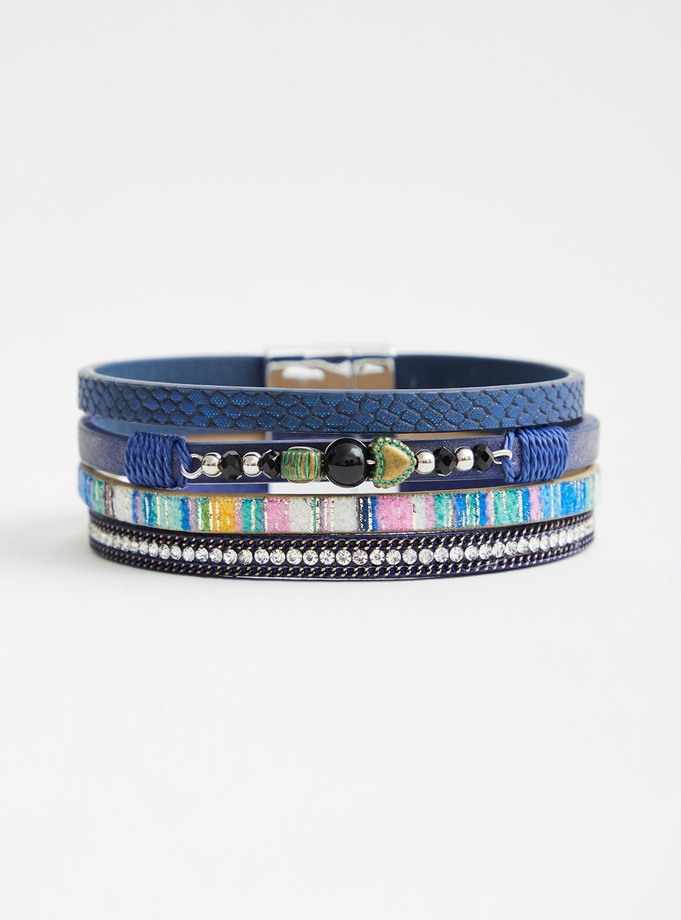 Plus Size - Navy Faux Snake Skin Magnetic Cuff - Torrid