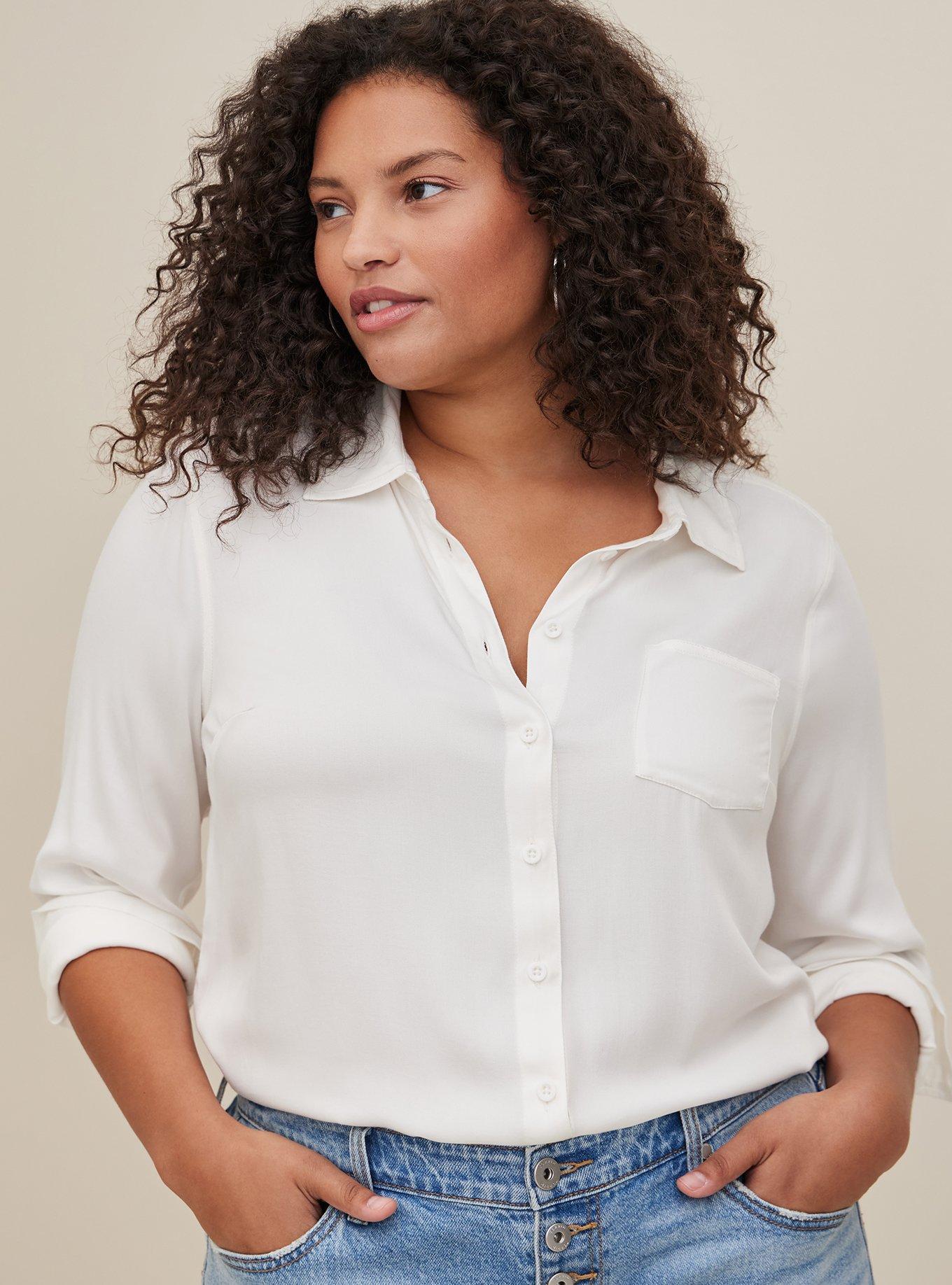 Plus Size - Crinkle Gauze Crochet Trim Cold Shoulder Top - Torrid