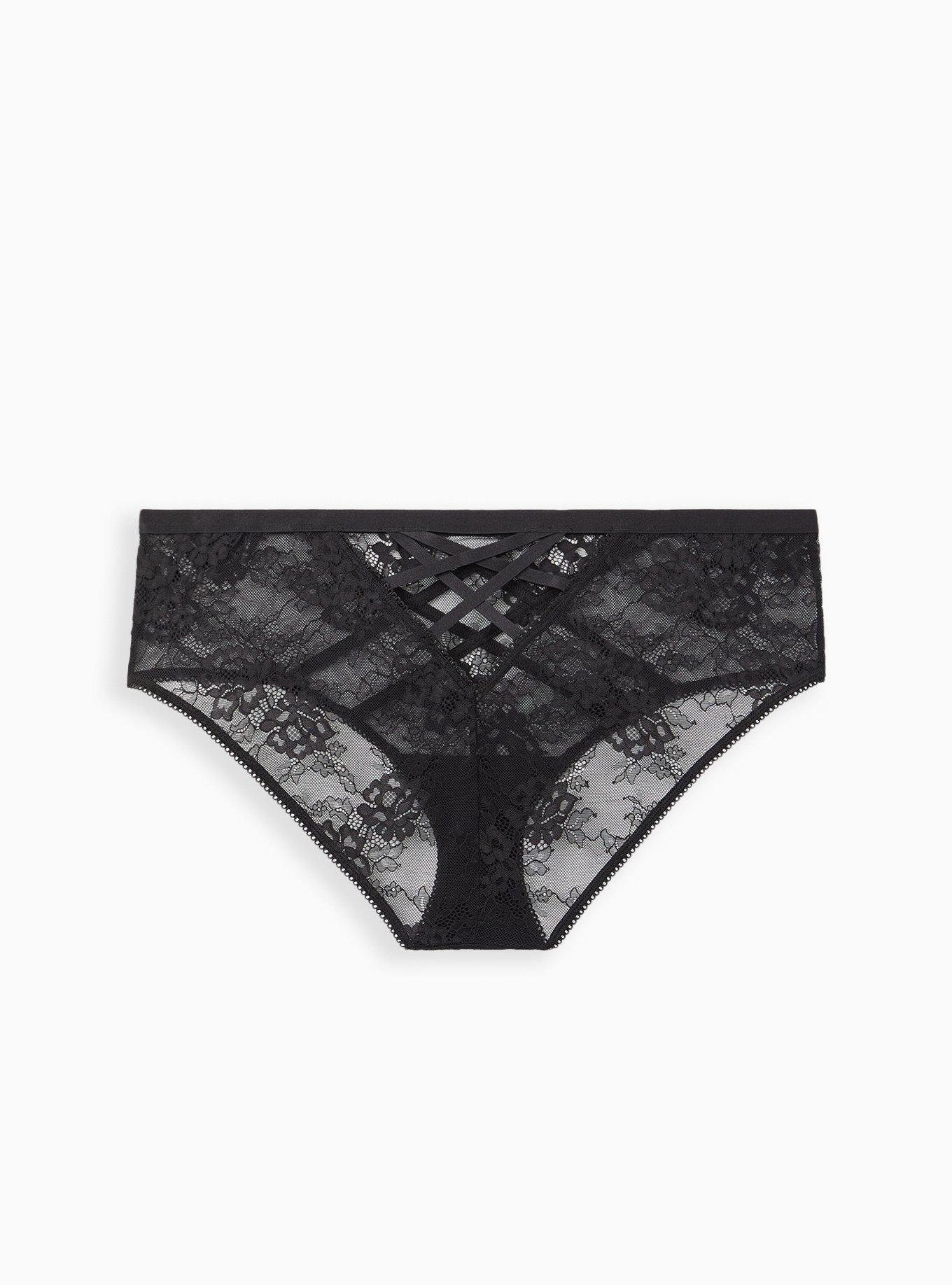 Plus Size - Cage Back Cheeky Panty - Lace & Rhinestones Black - Torrid