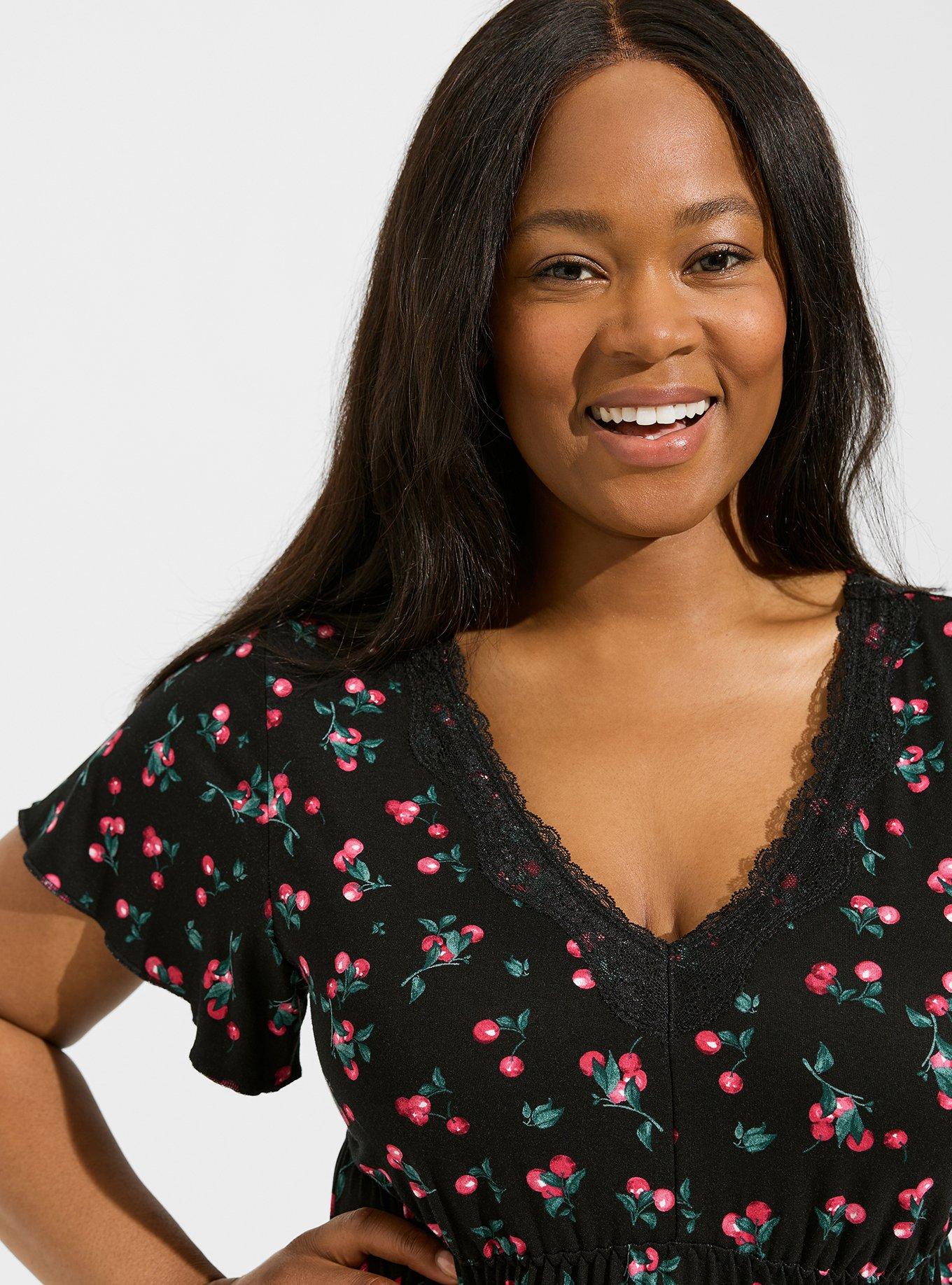 Plus Size - Super Soft Lace Trim Sleep Babydoll Gown - Torrid