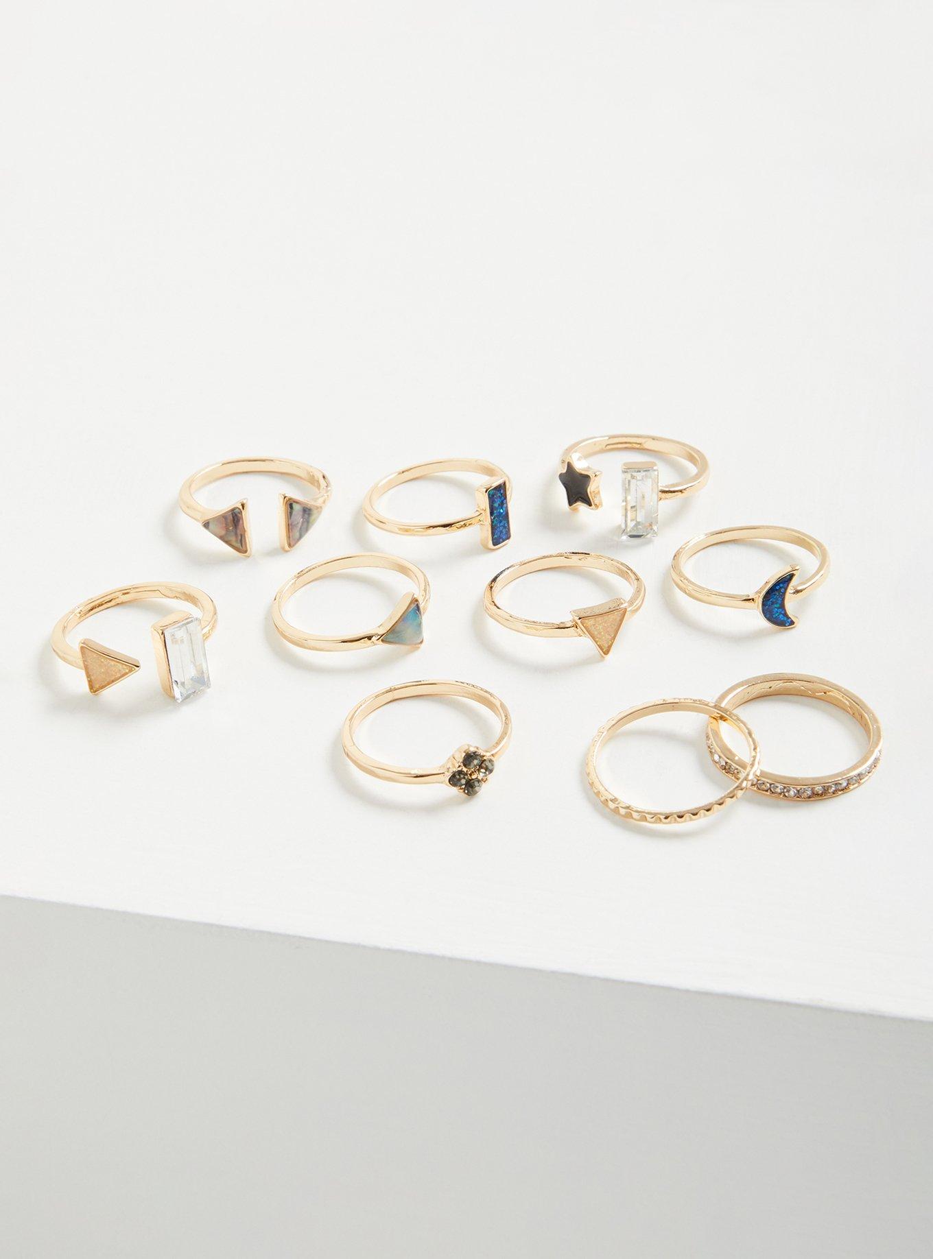 Plus Size - Celestial Ring Set of 10 - Gold Tone - Torrid