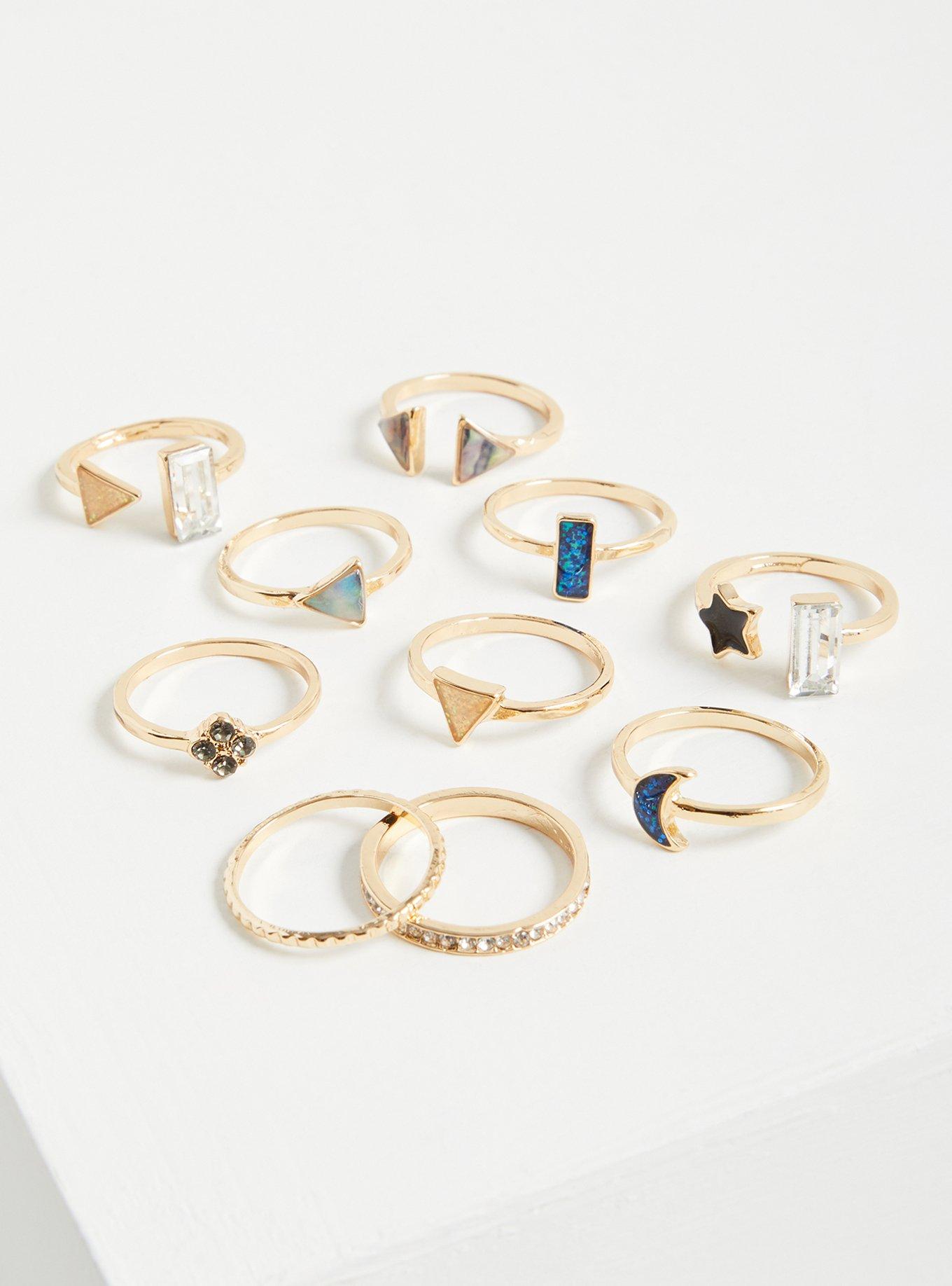 Plus Size - Celestial Ring Set of 10 - Gold Tone - Torrid