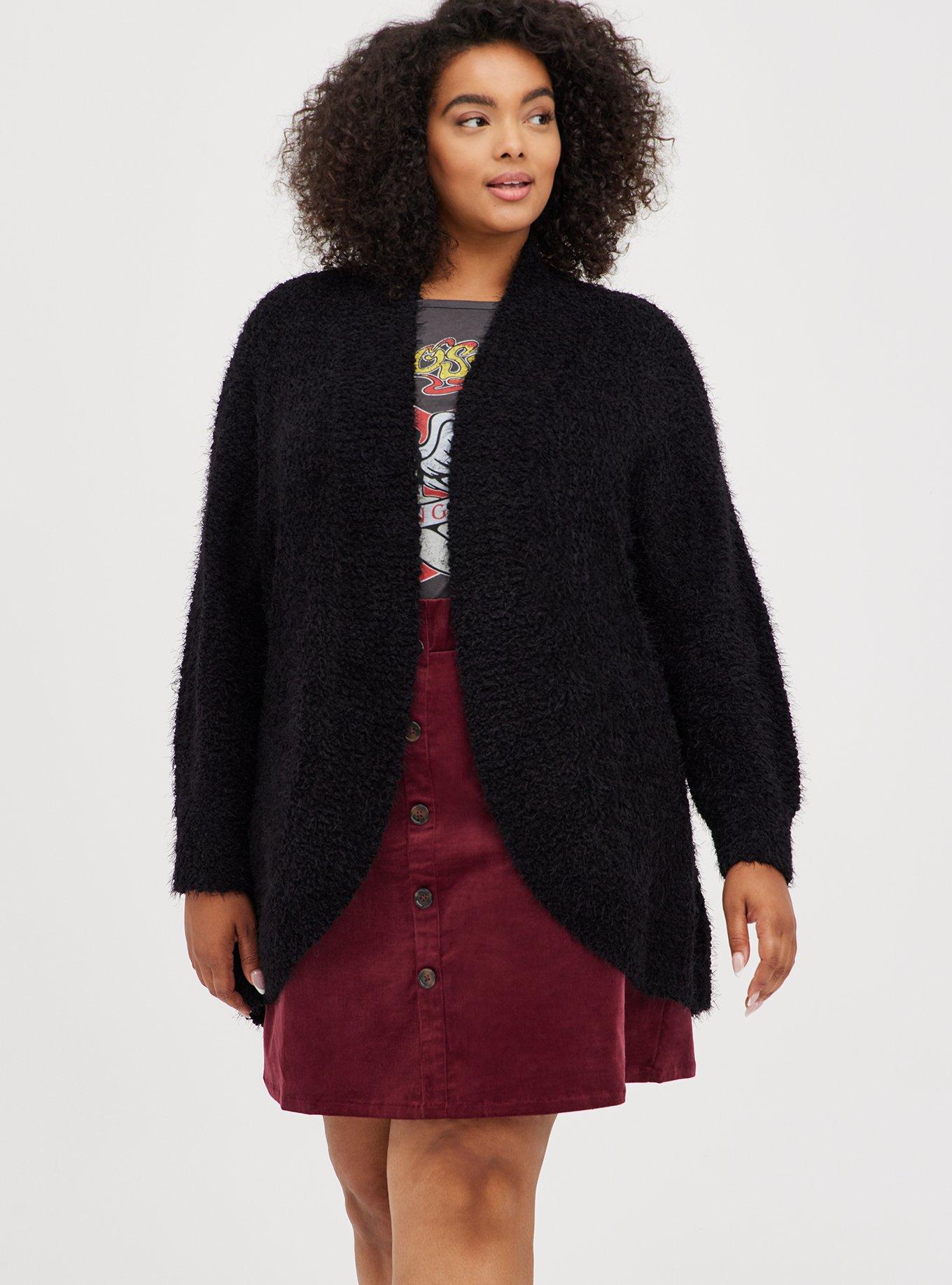 Plus Size - Cocoon Kimono - Popcorn Black - Torrid