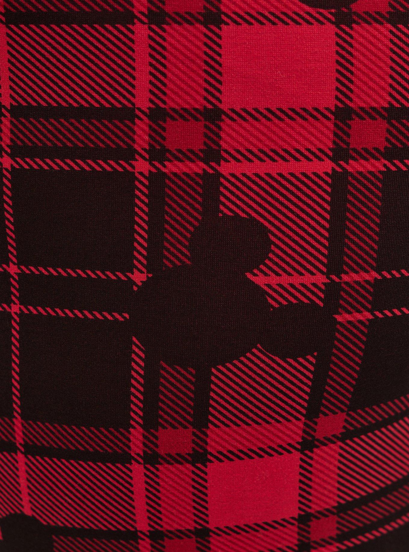 Plus Size - Pixie Pant - Luxe Ponte Disney Mickey Mouse Plaid Red - Torrid