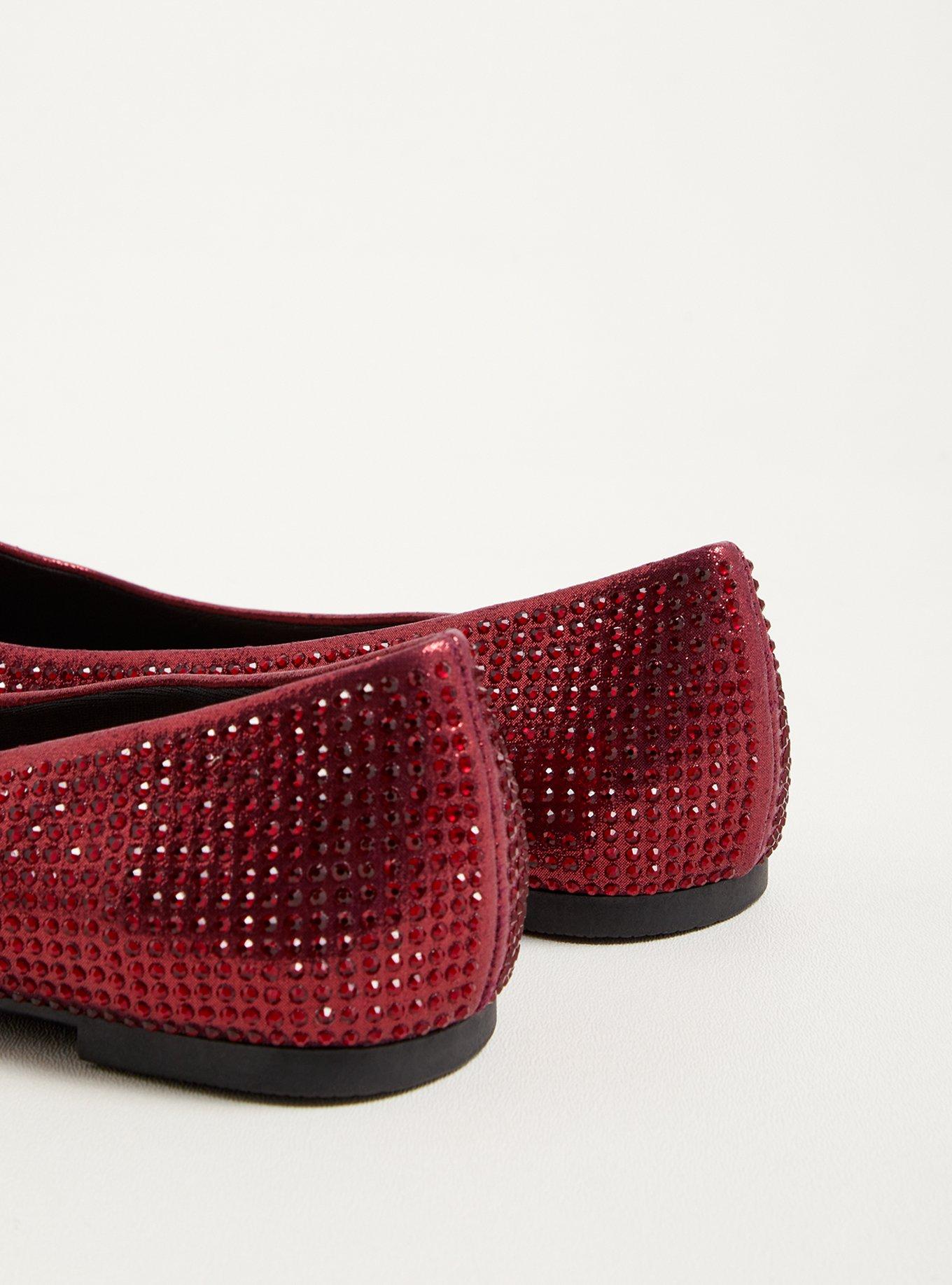 Plus Size - Embellished Pointed Toe Flat - Red (WW) - Torrid