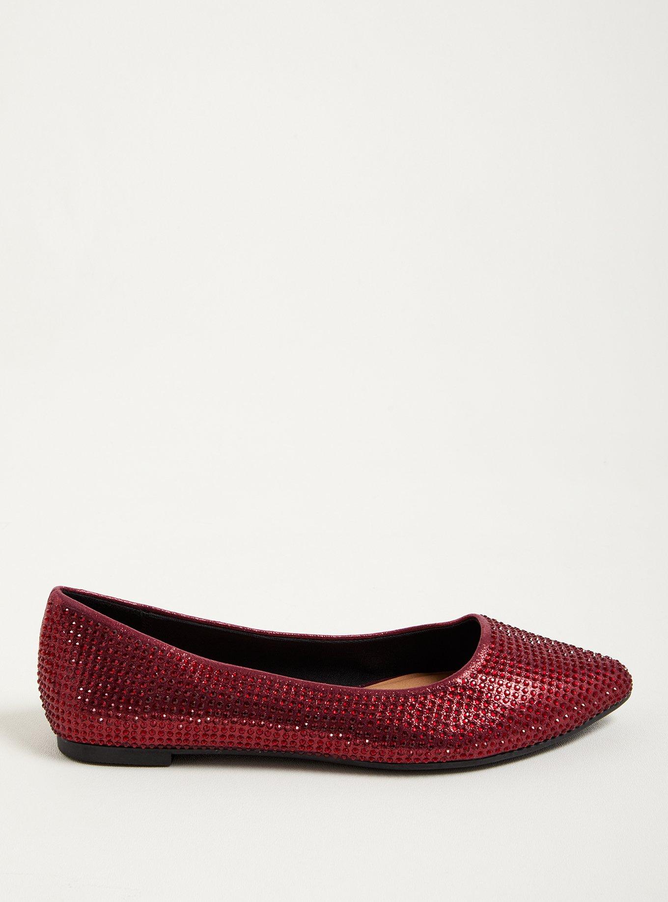 Plus Size - Embellished Pointed Toe Flat - Red (WW) - Torrid