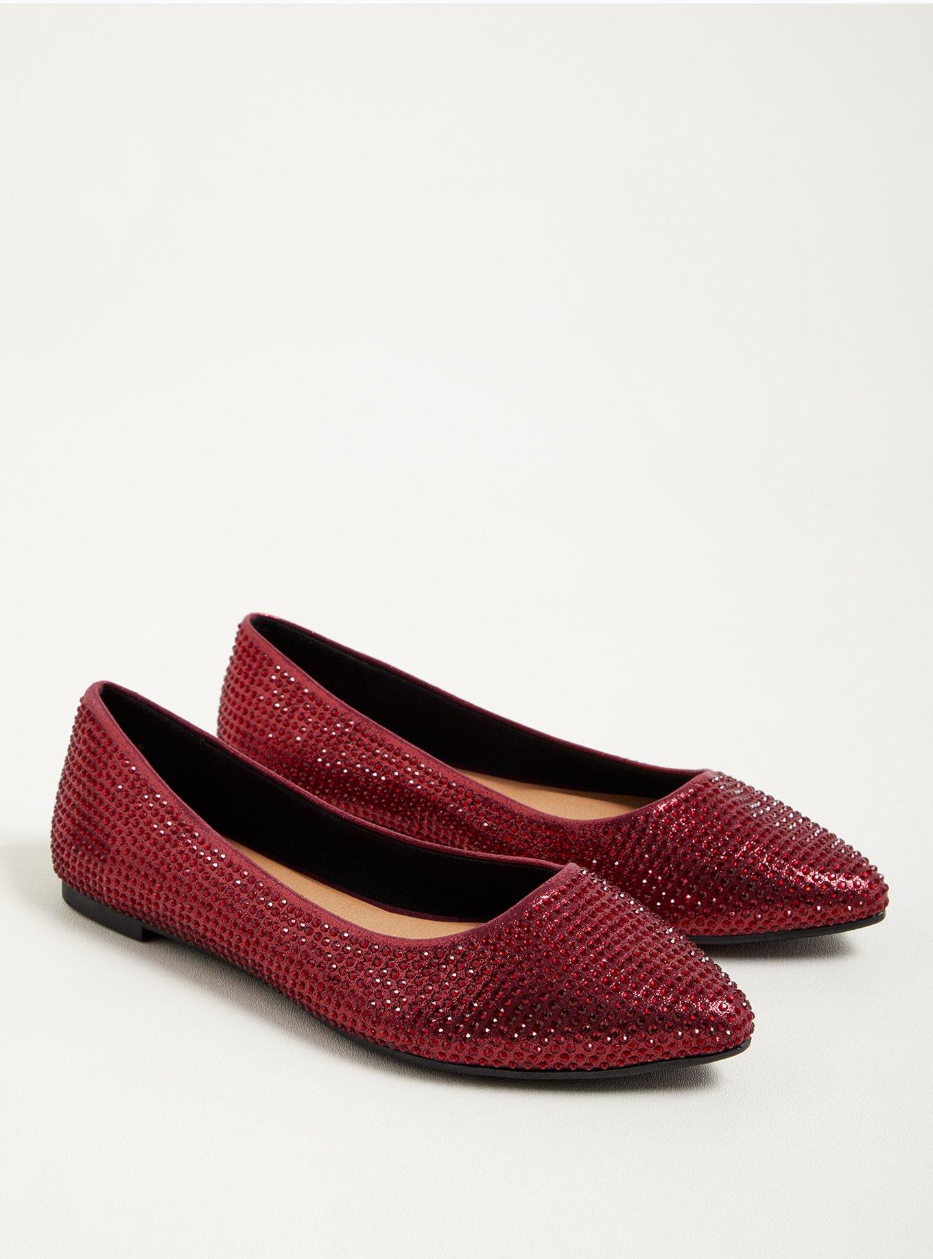 Plus Size - Embellished Pointed Toe Flat - Red (WW) - Torrid