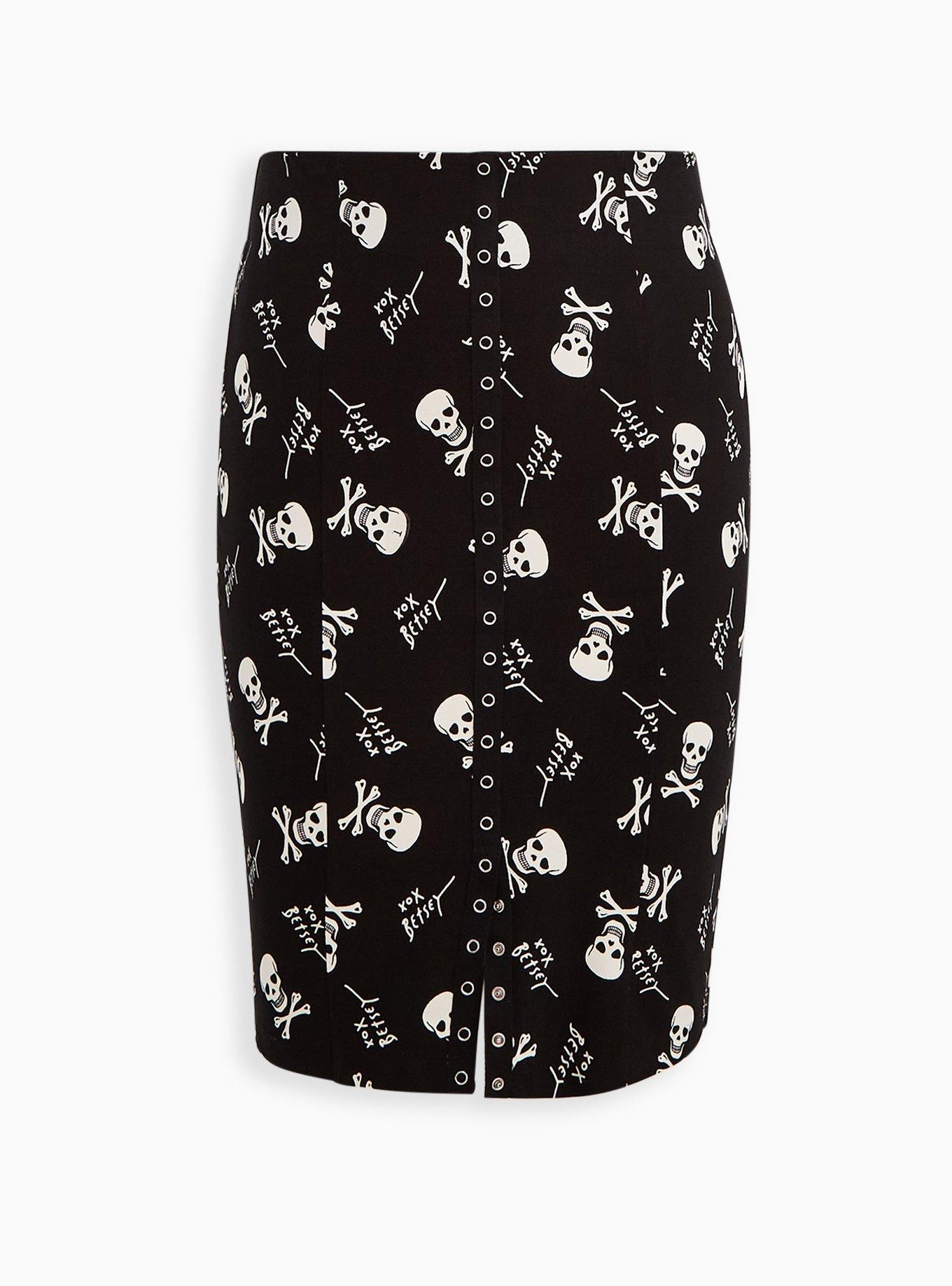 Plus Size - Betsey Johnson High Waist Pencil Skirt - Ponte Skull Black ...