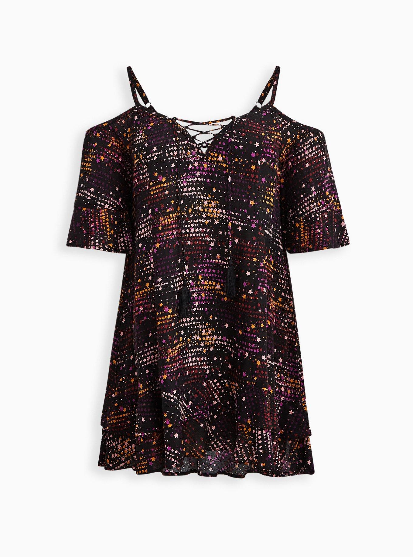 Plus Size - Mini Crepe Cold Shoulder Cover Up Dress - Torrid