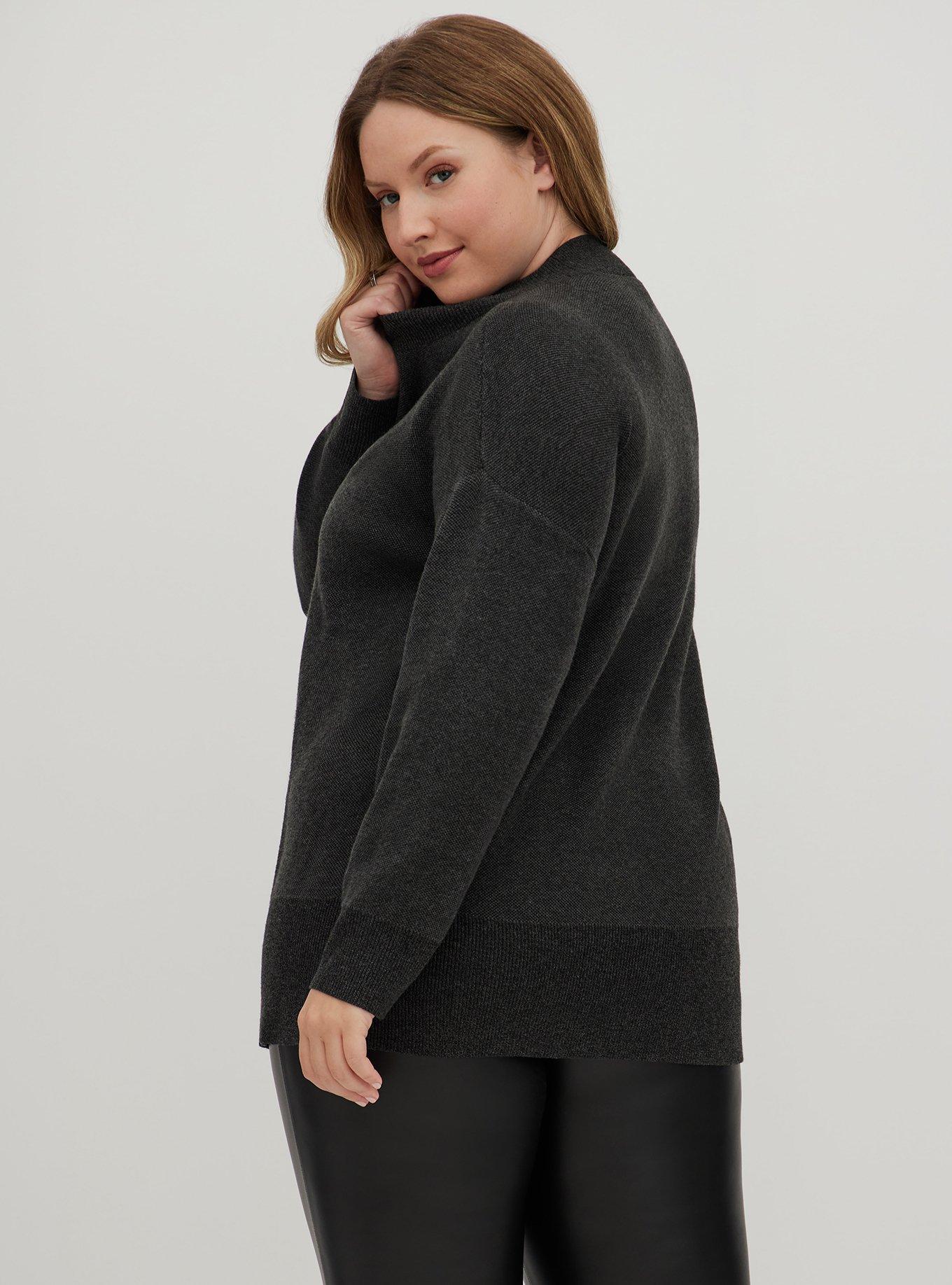 Plus Size - Everyday Plush Pullover Mock Neck Tunic Sweater - Torrid