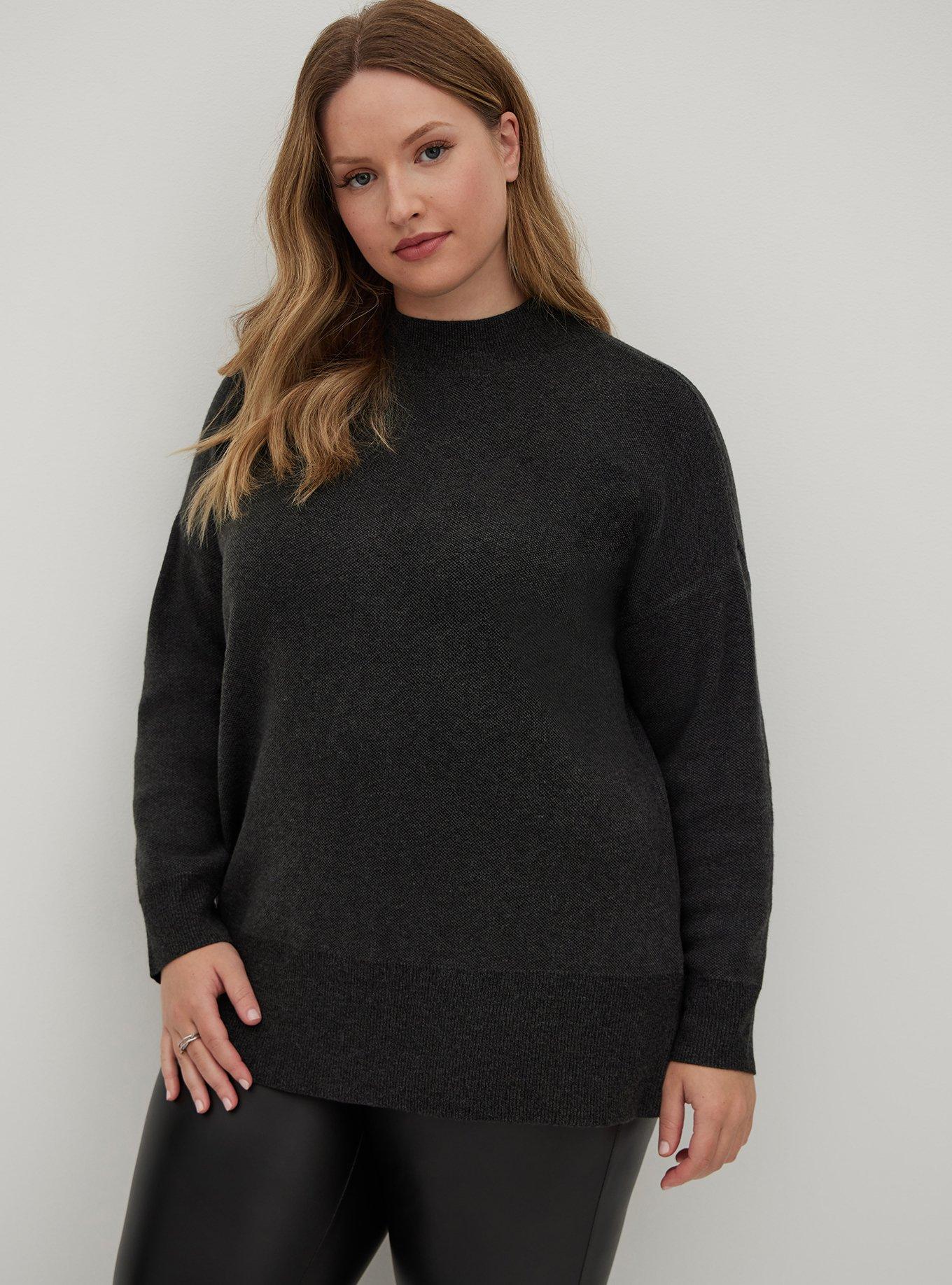 Plus Size - Everyday Plush Pullover Mock Neck Tunic Sweater - Torrid