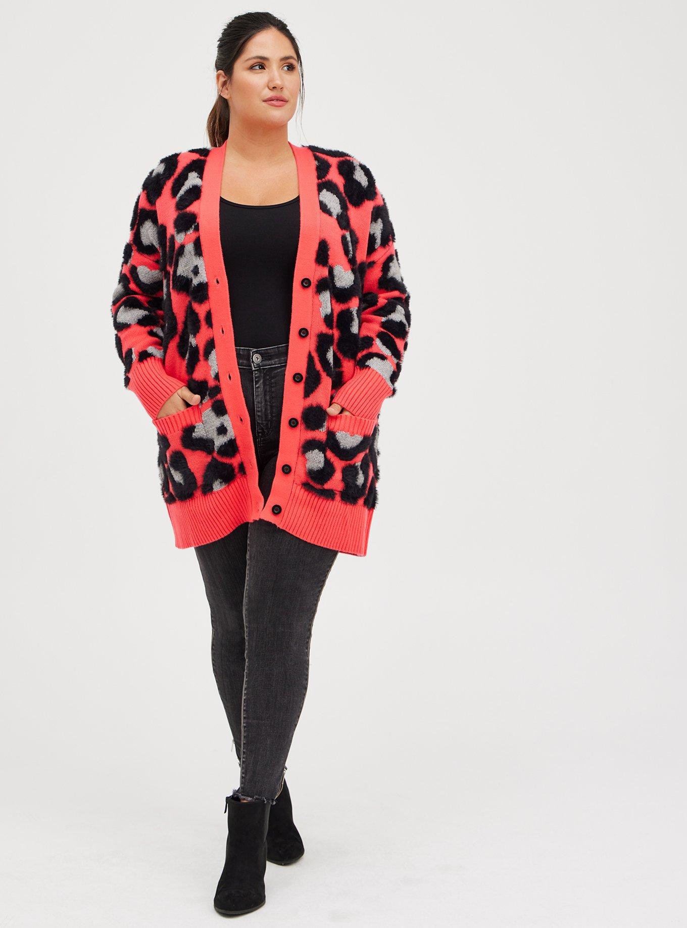 Plus Size - Button Front Cardigan Sweater - Leopard - Torrid