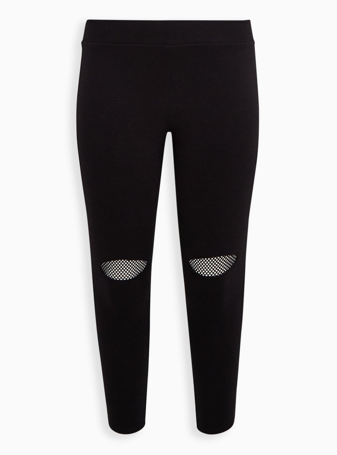 Plus Size - Premium Legging - Slashed Knee with Mesh Back Black - Torrid