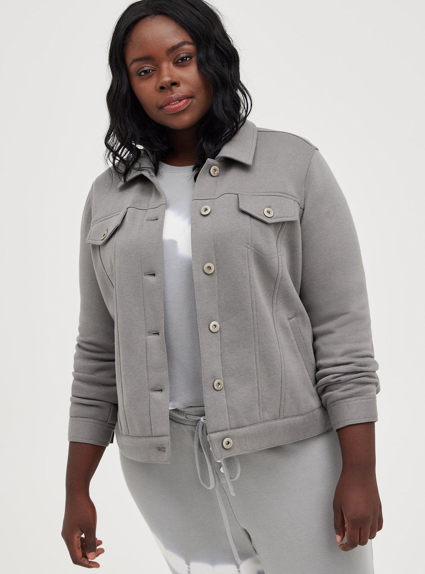 Plus Size - Trucker Shacket - Fleece Grey - Torrid
